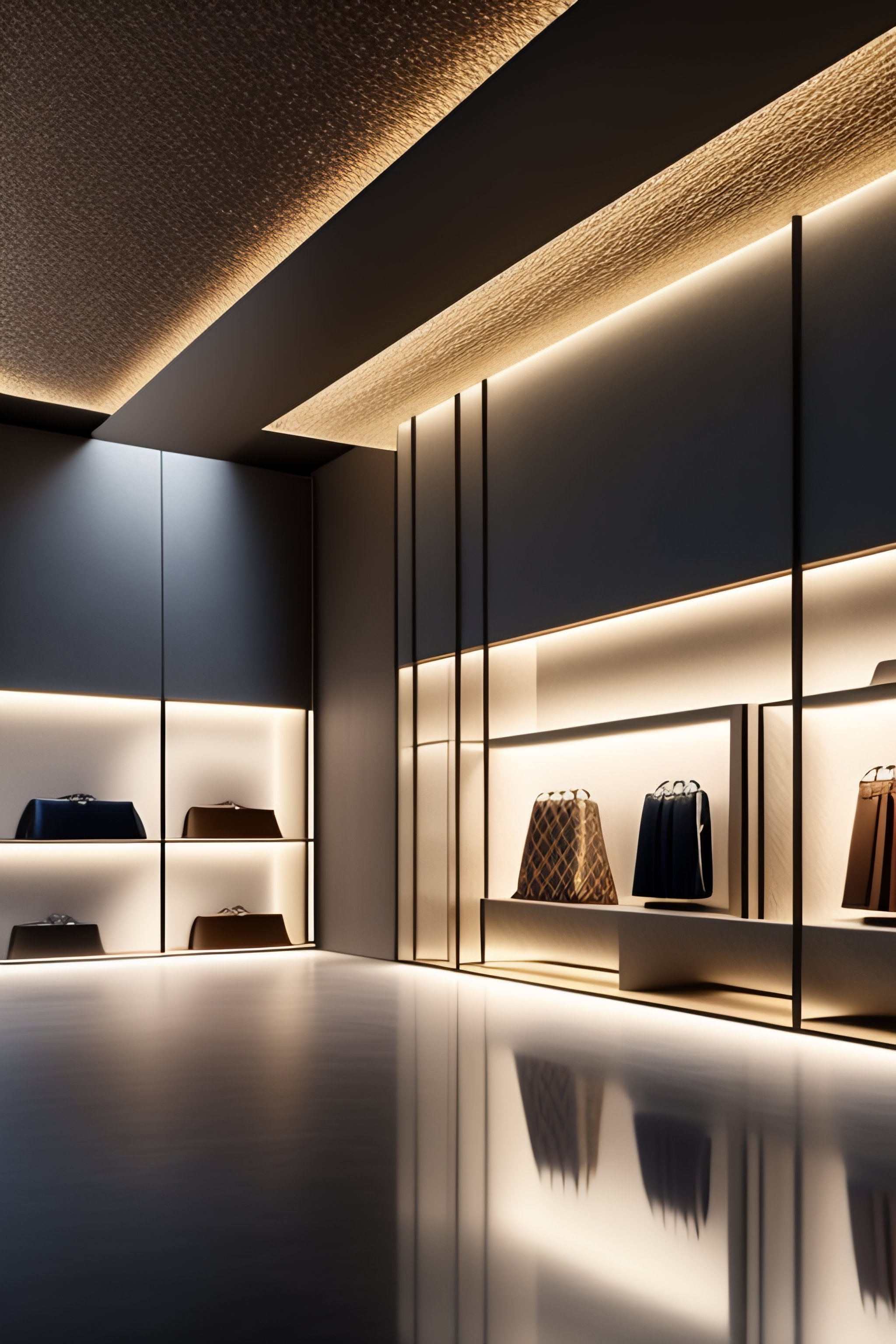 Lexica - Minimalistic Louis Vuitton store, interior, concrete floor