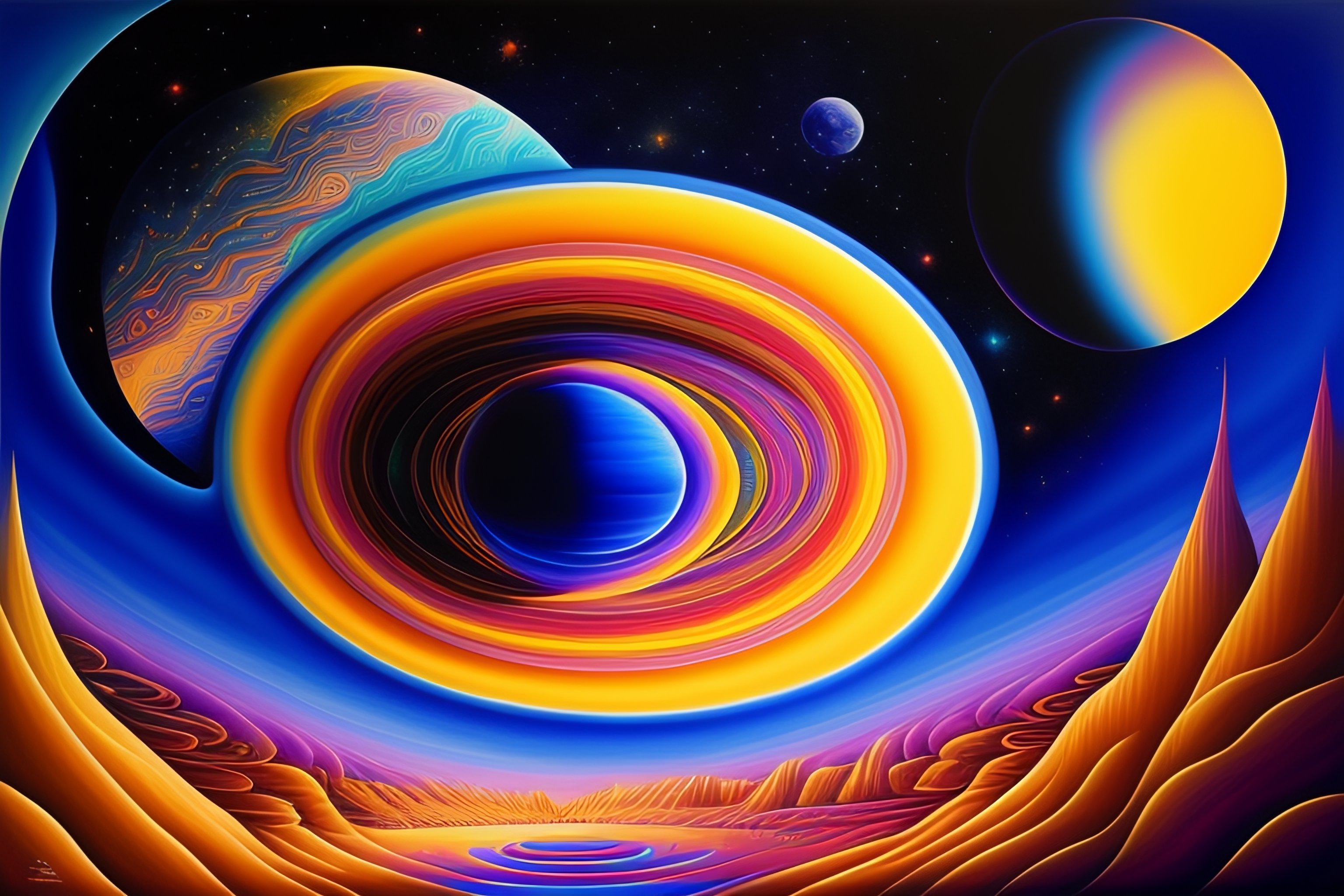 Lexica - Dream, dmt, lsd, painting, surreal, surrealism, planets, space ...