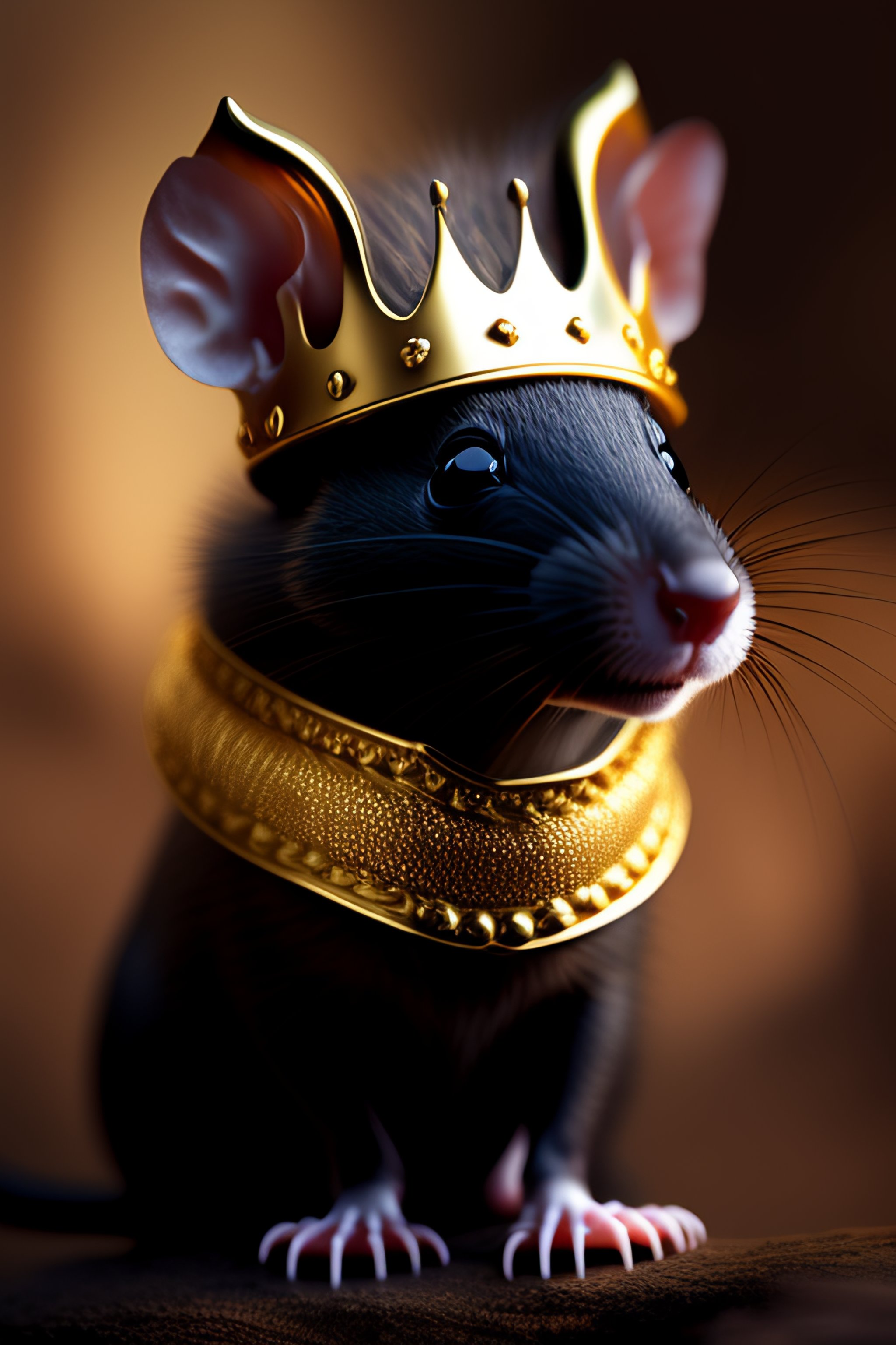 Lexica - Dark scary rat wearig a golden crown