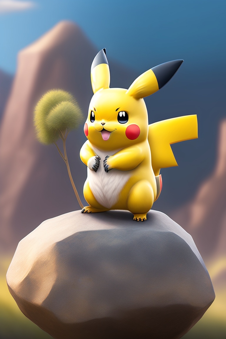 Lexica - A Pikachu that is rock type, standing on a boulder