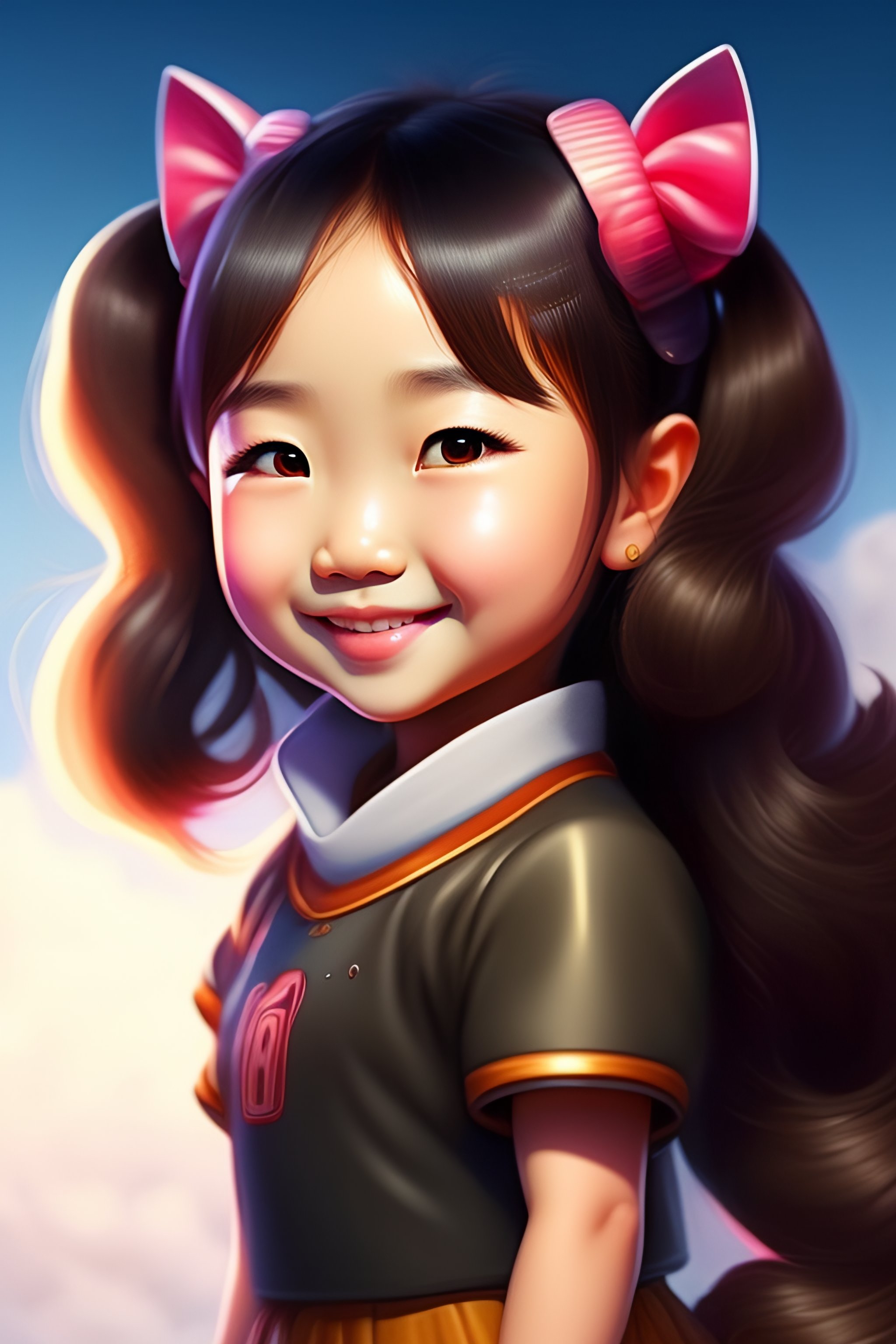Happy Cartoon Asian Girl