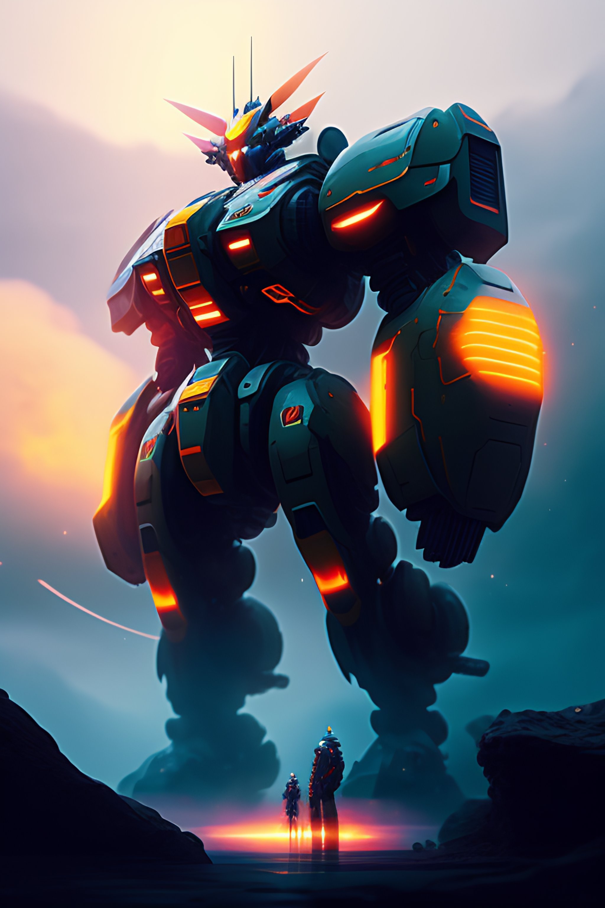 Lexica - ''cinematic shot'' retro style sci-fi art style mecha gundam ...