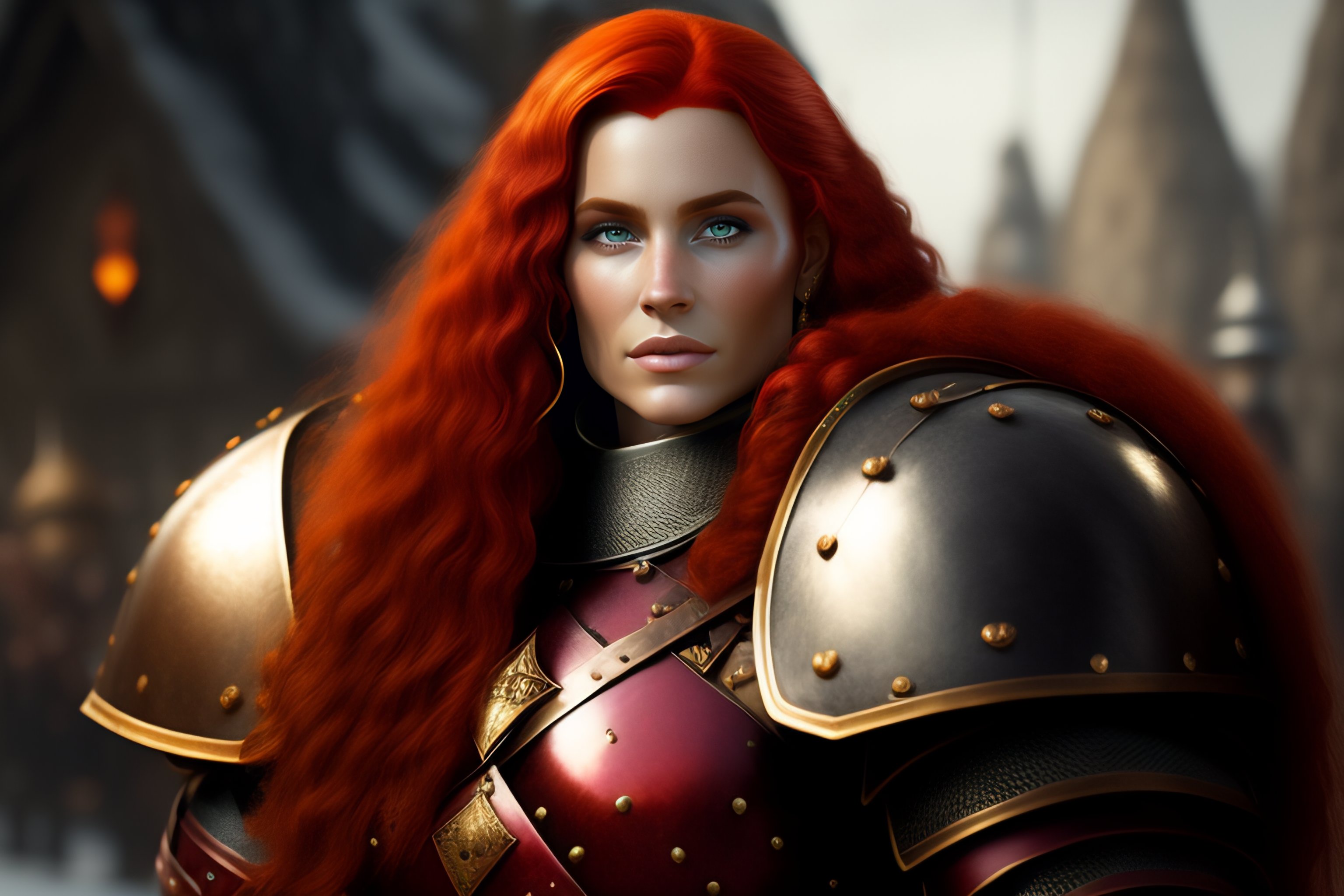 Lexica - Red haired female dwarf knight