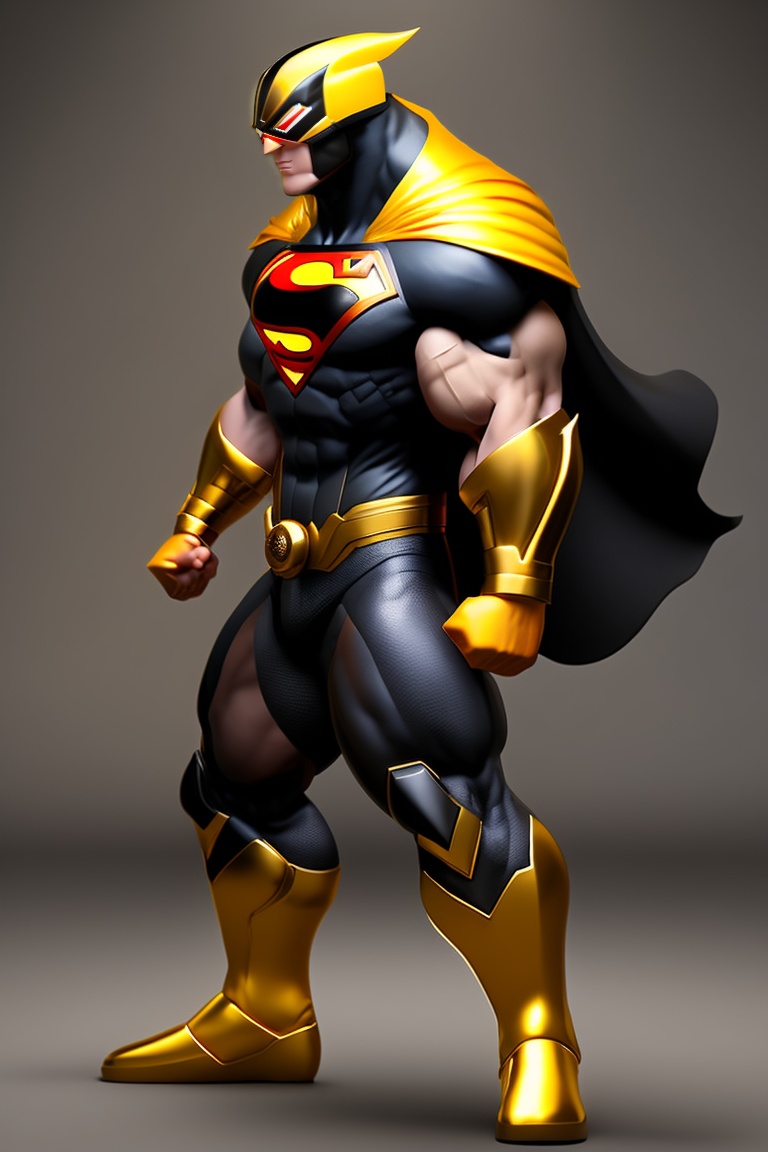 Lexica - Super hero, full body, venom head, superman body, black and ...