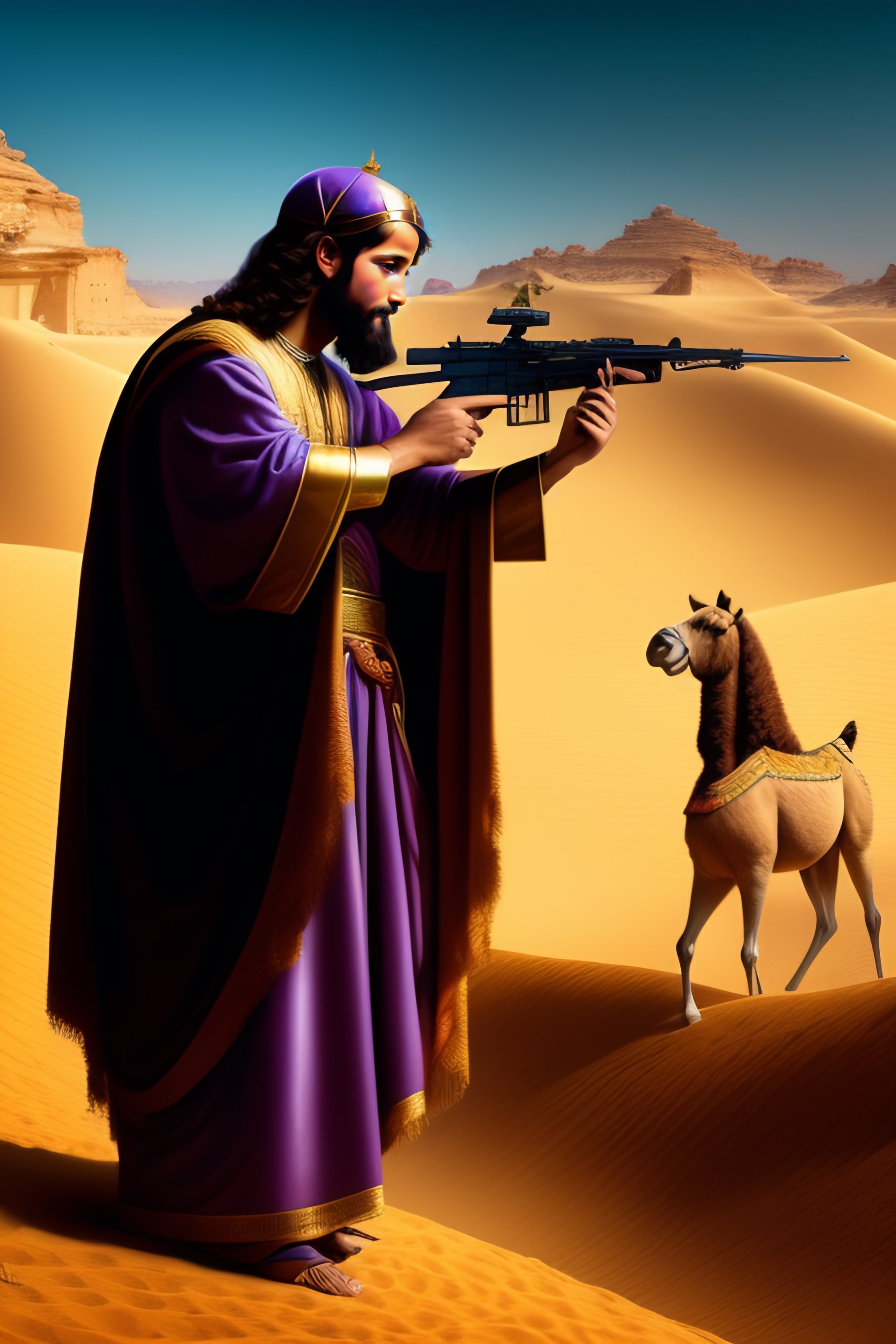 Lexica - Child jesus aiming a kalashnikov rifle at the three kings ...