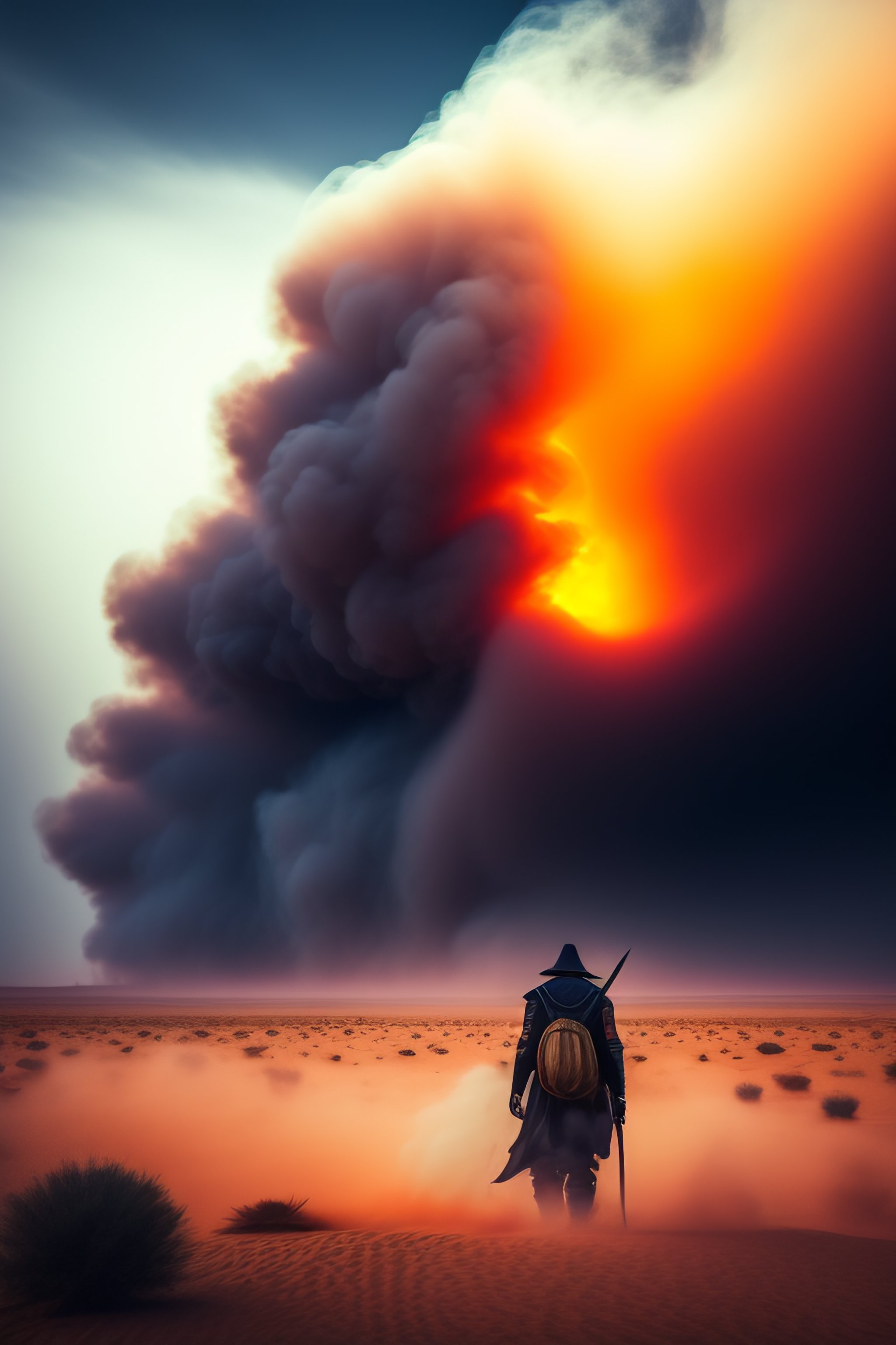 Lexica - Smoke demon in the desert, thick swirling smoke, mist ...