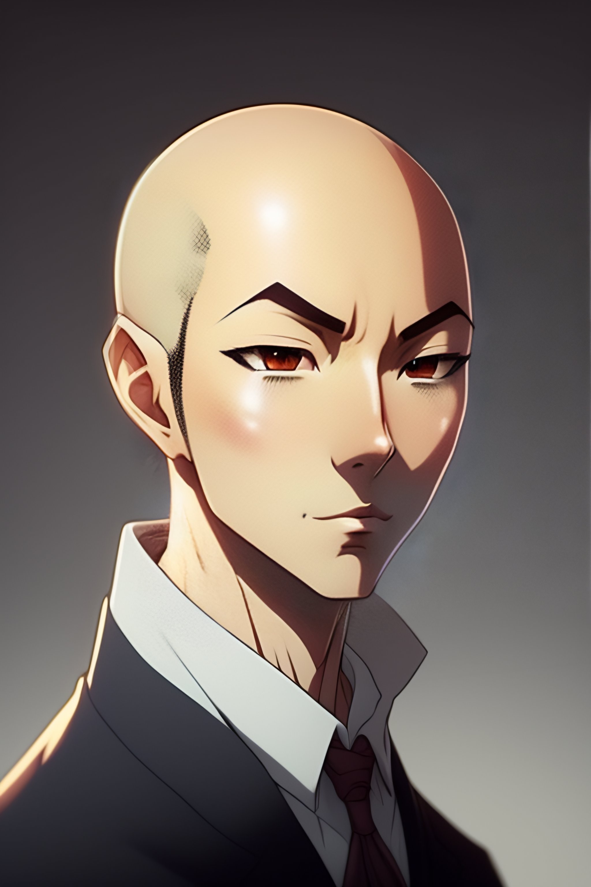 Lexica - Bald anime character guy, simple, no expression, no emotion ...