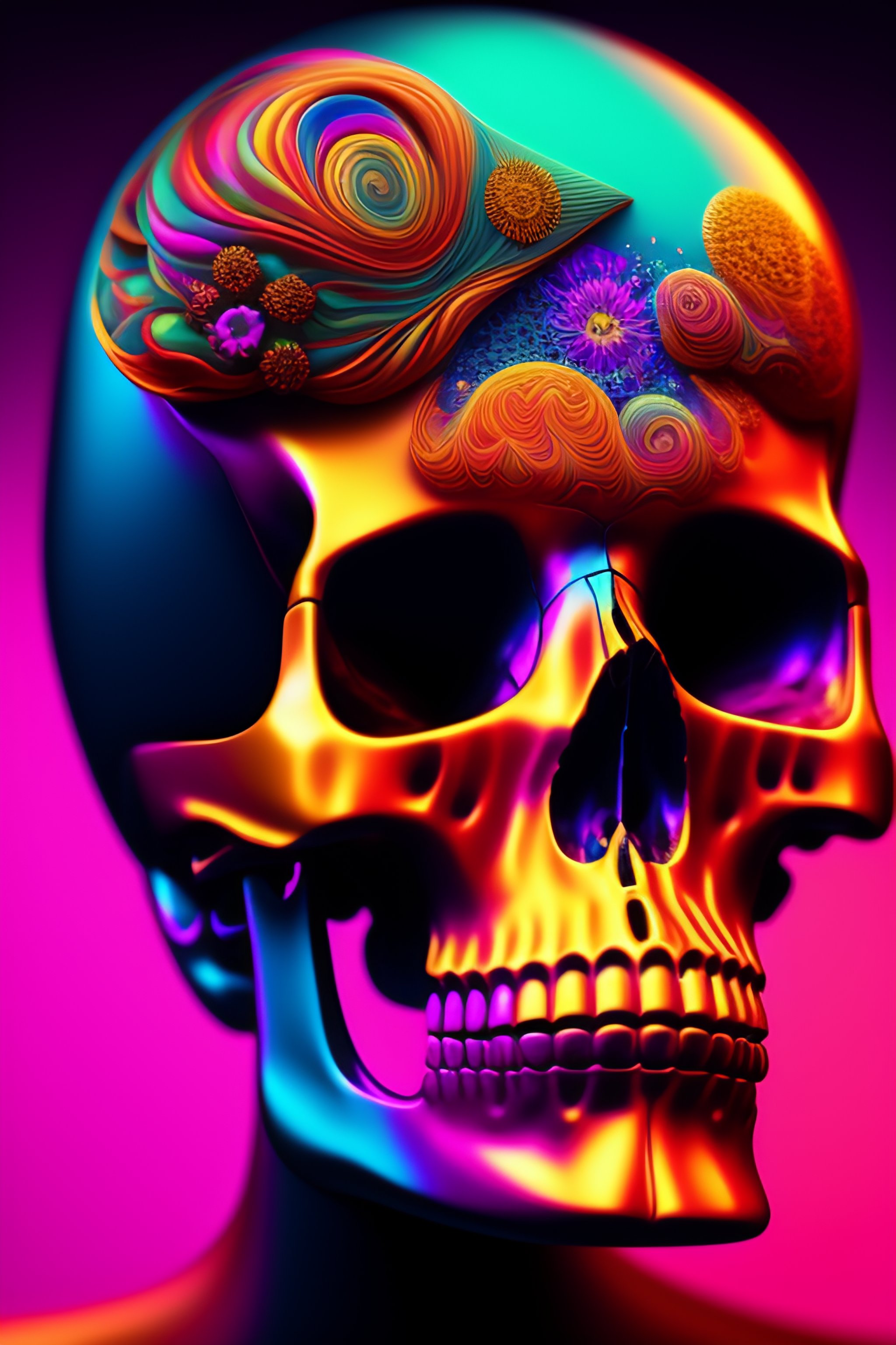 Lexica - An extremely psychedelic portrait of a skull, surreal, lsd ...