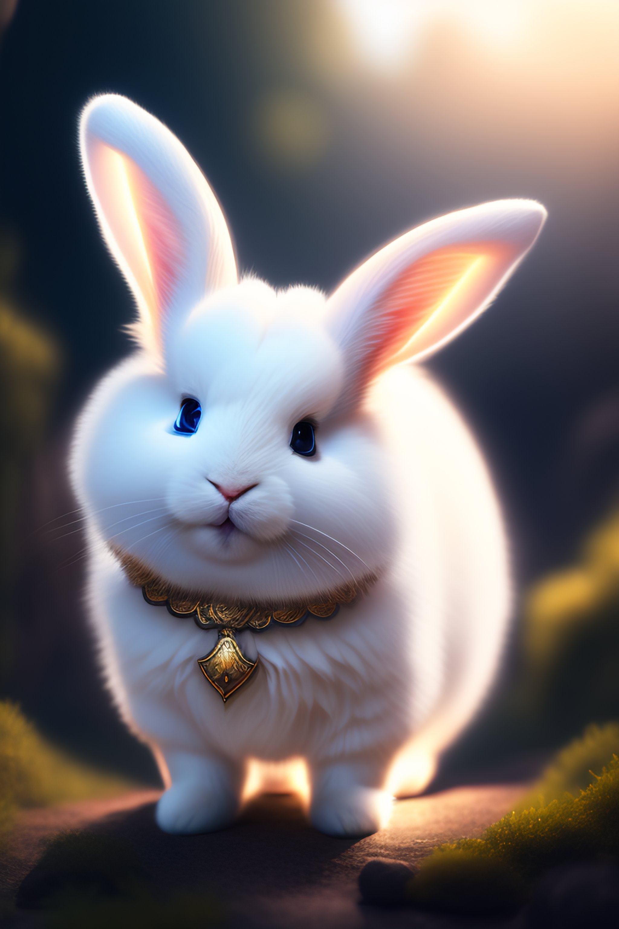 Lexica - Dynamic photography of a cute fluffy white female rabbit as a ...