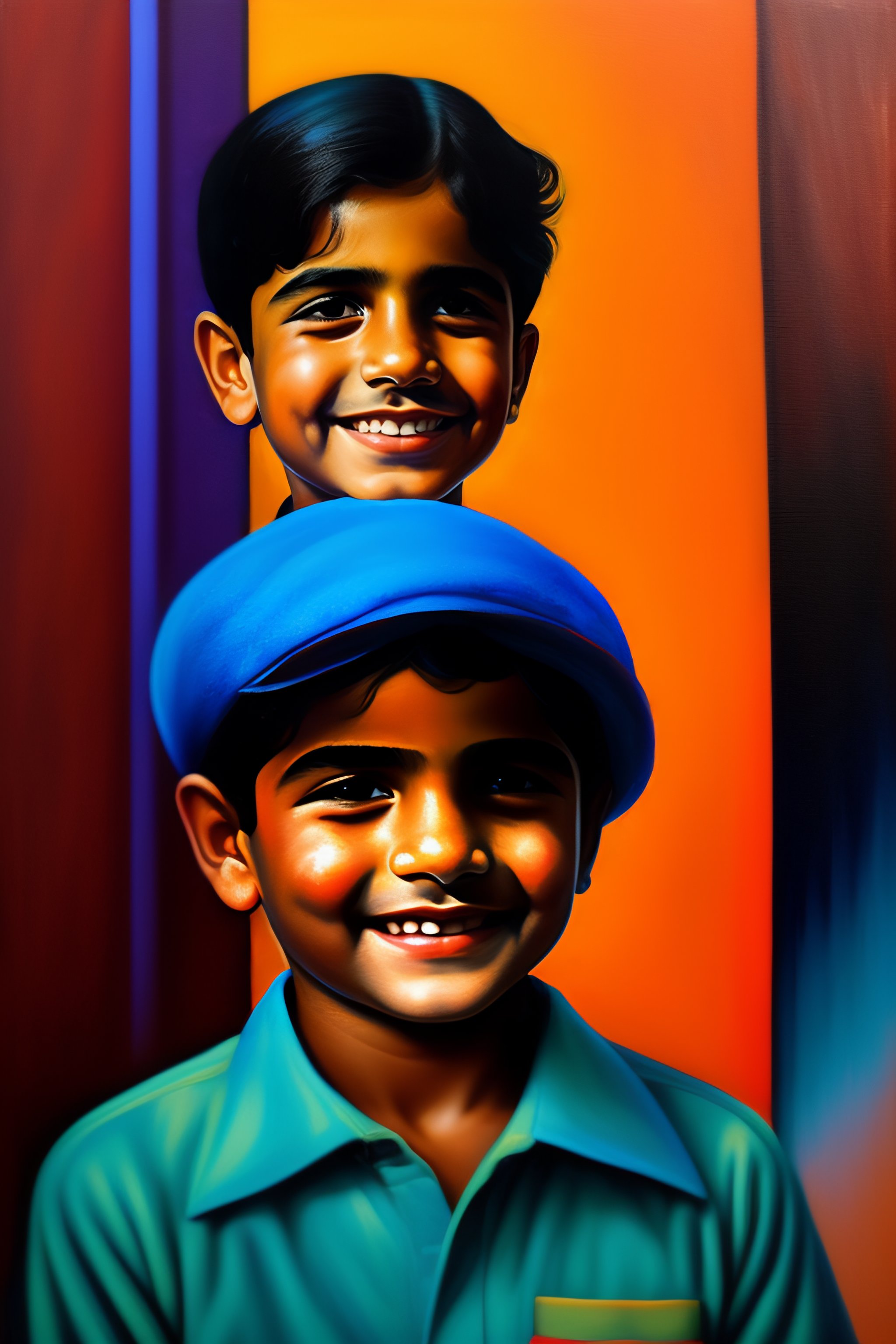 Lexica - Gautam Adani a kid, smile, sad old color, oil paint, realistic