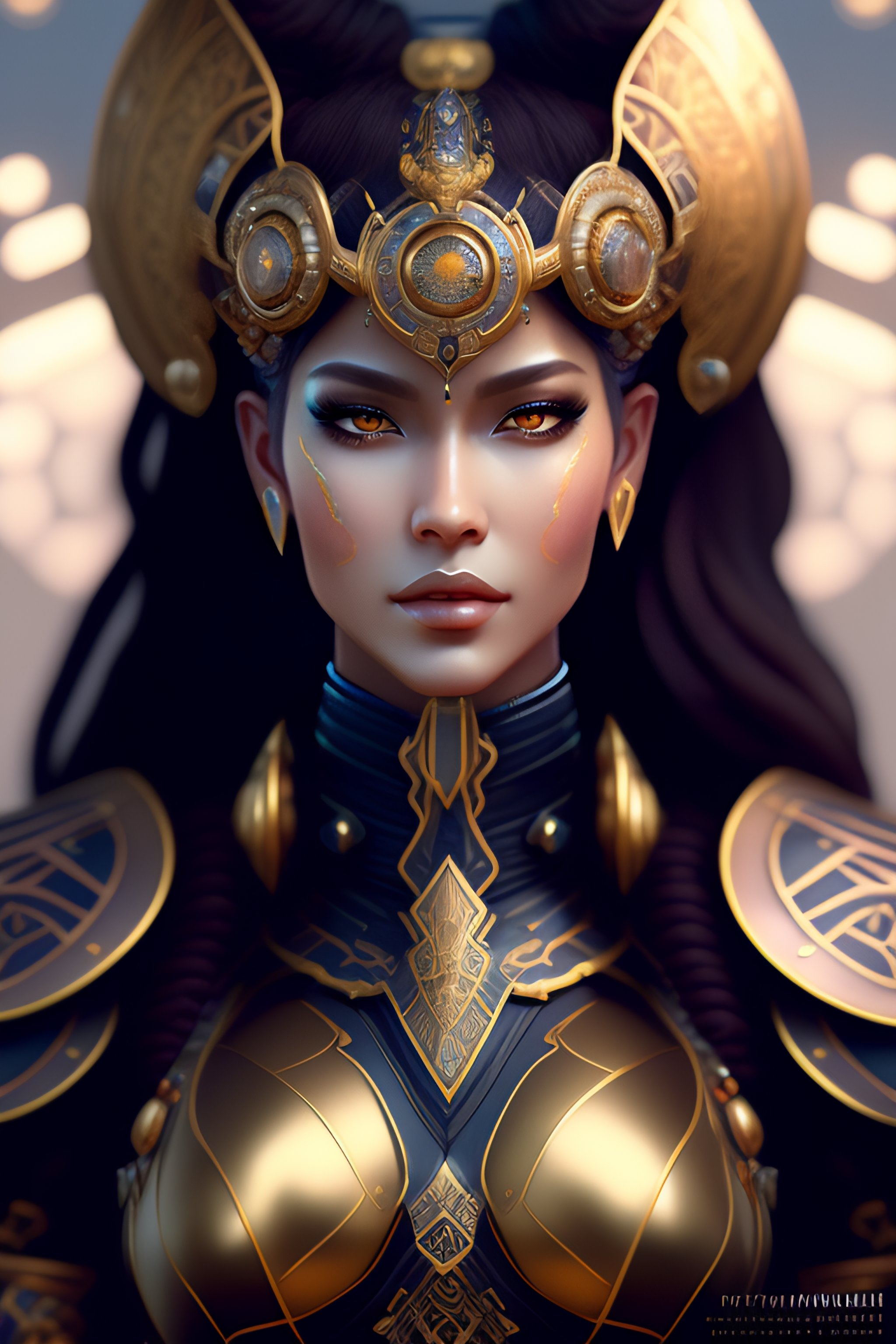 Lexica - Symmetry!! portrait of steampunk goddess mecha in the style of ...