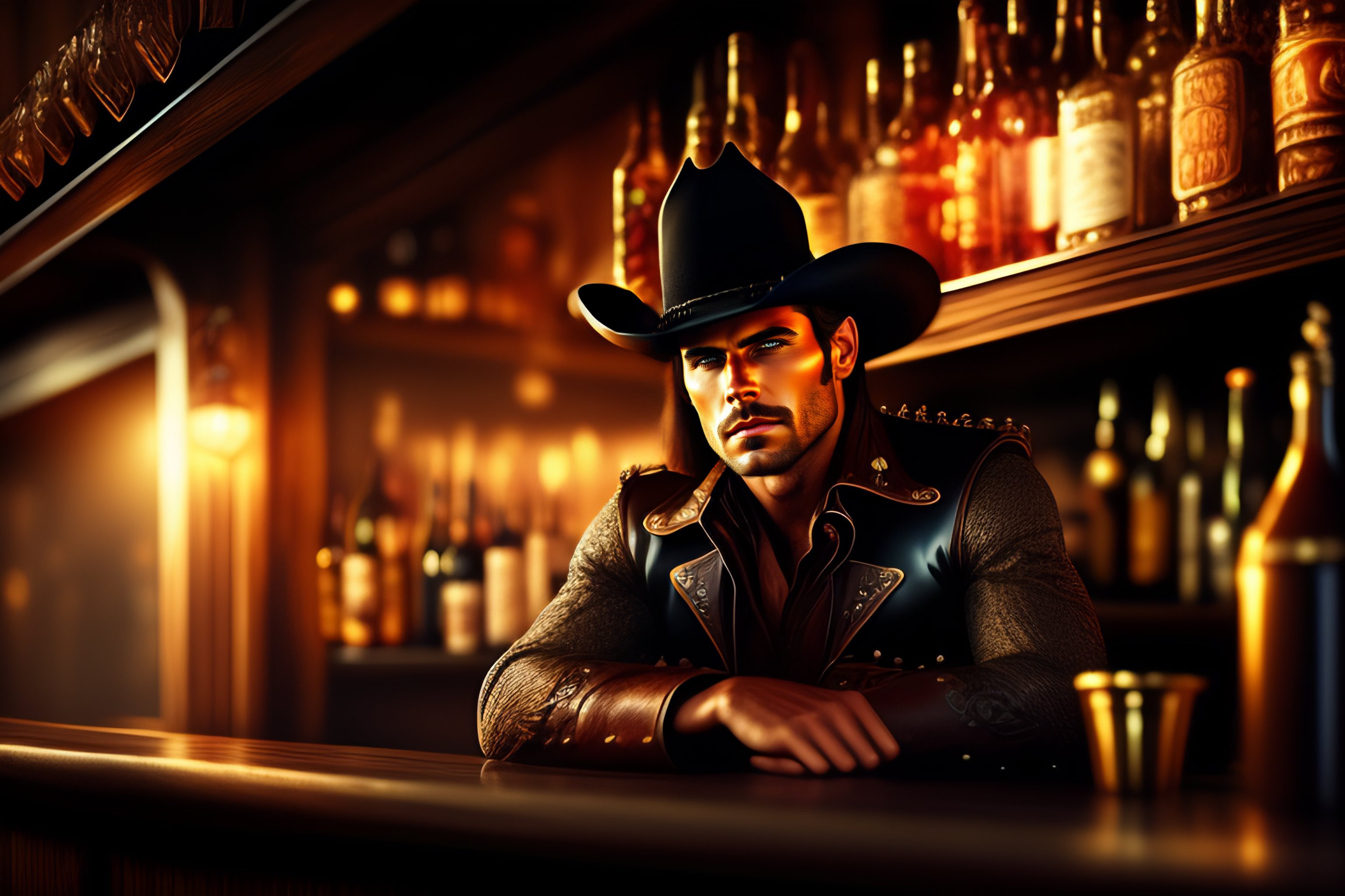 Lexica - Gothic digital art cowboy in bar