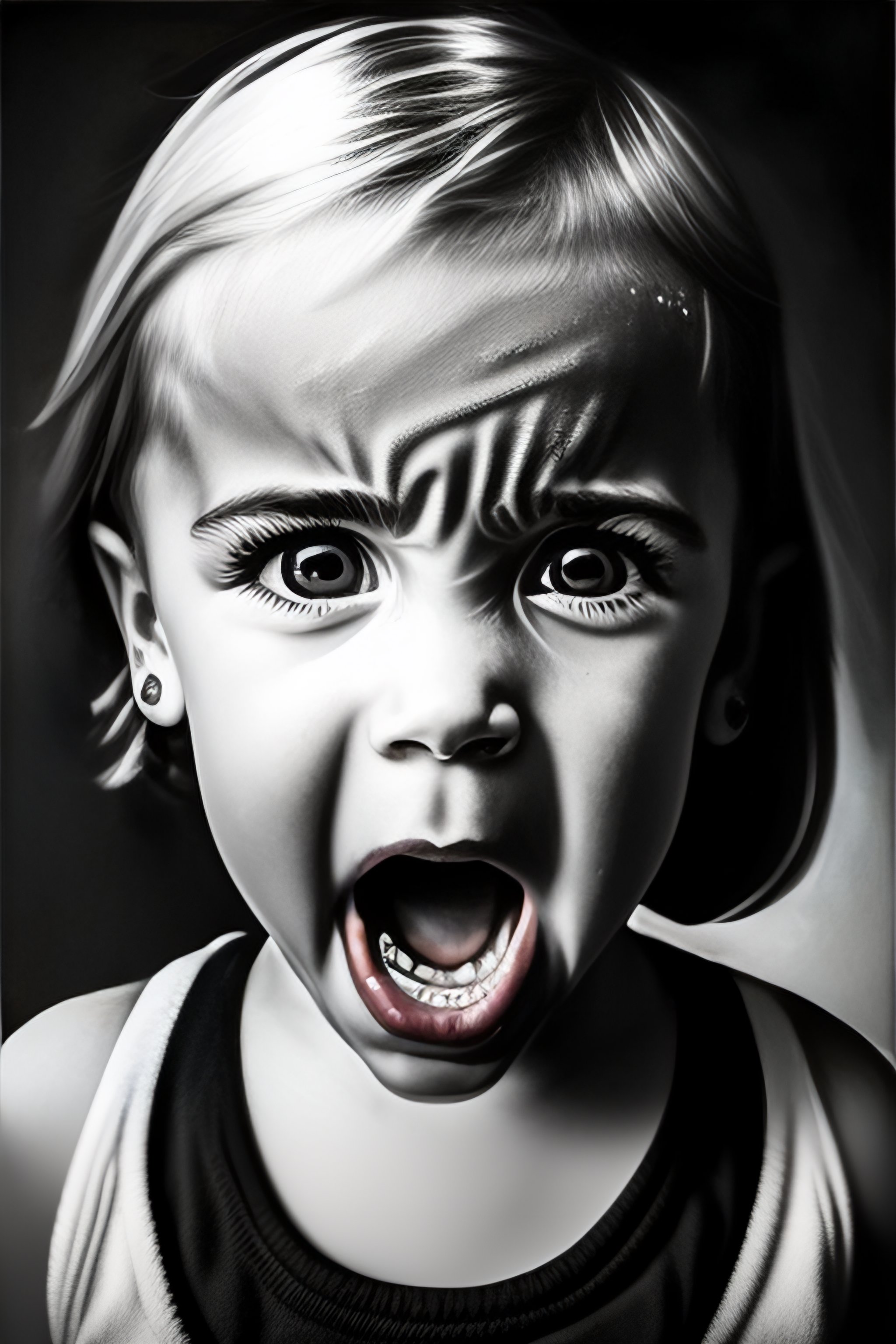 Lexica - Persons panic terror face realistic black and white