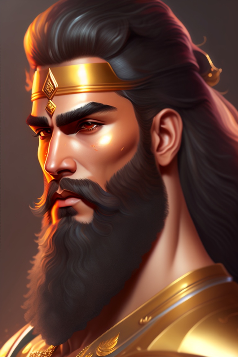 Lexica - Painted realism portrait of ruggedly handsome zeus as hindu ...
