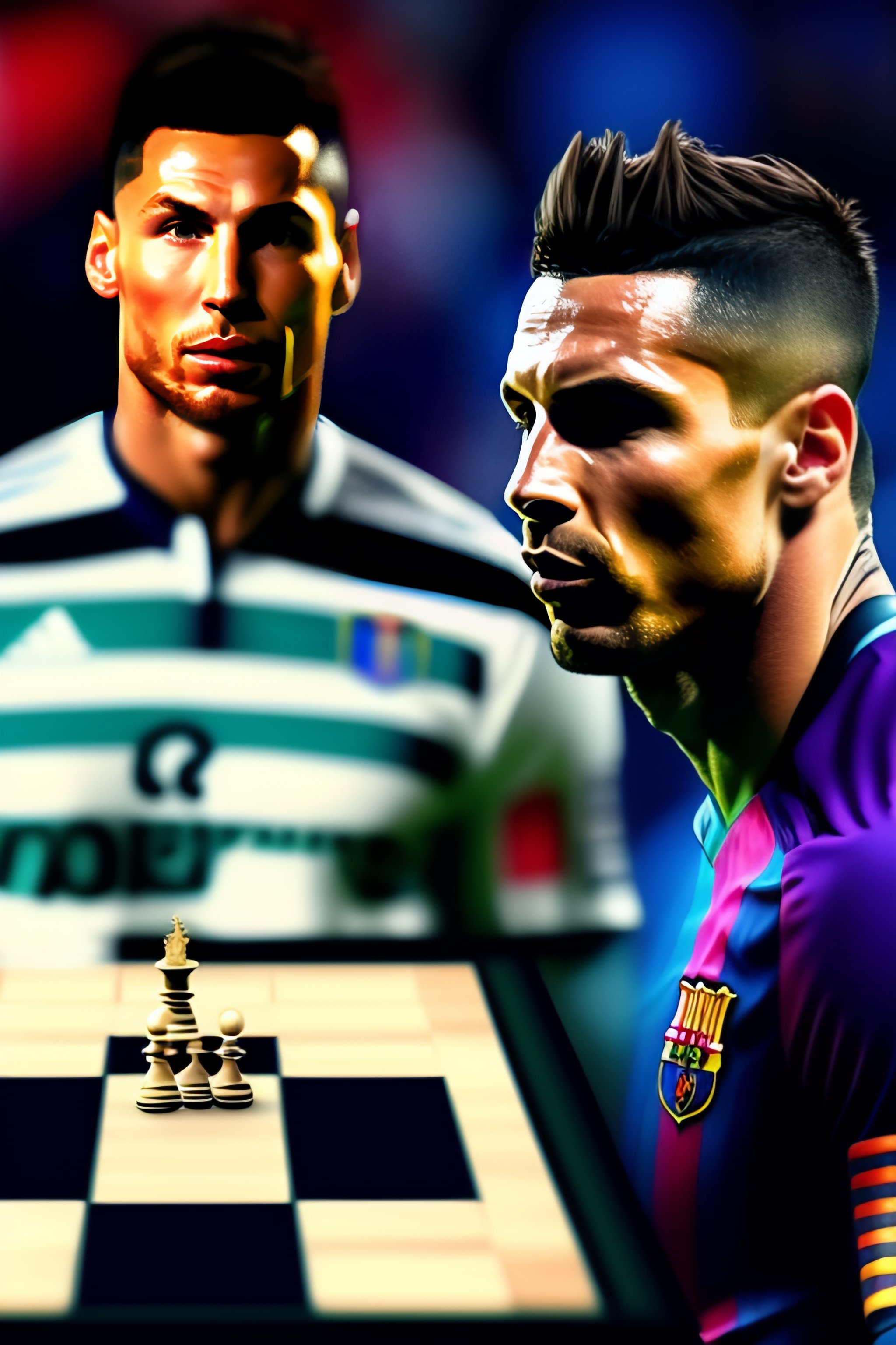 Lexica - Messi vs Ronaldo playing chess