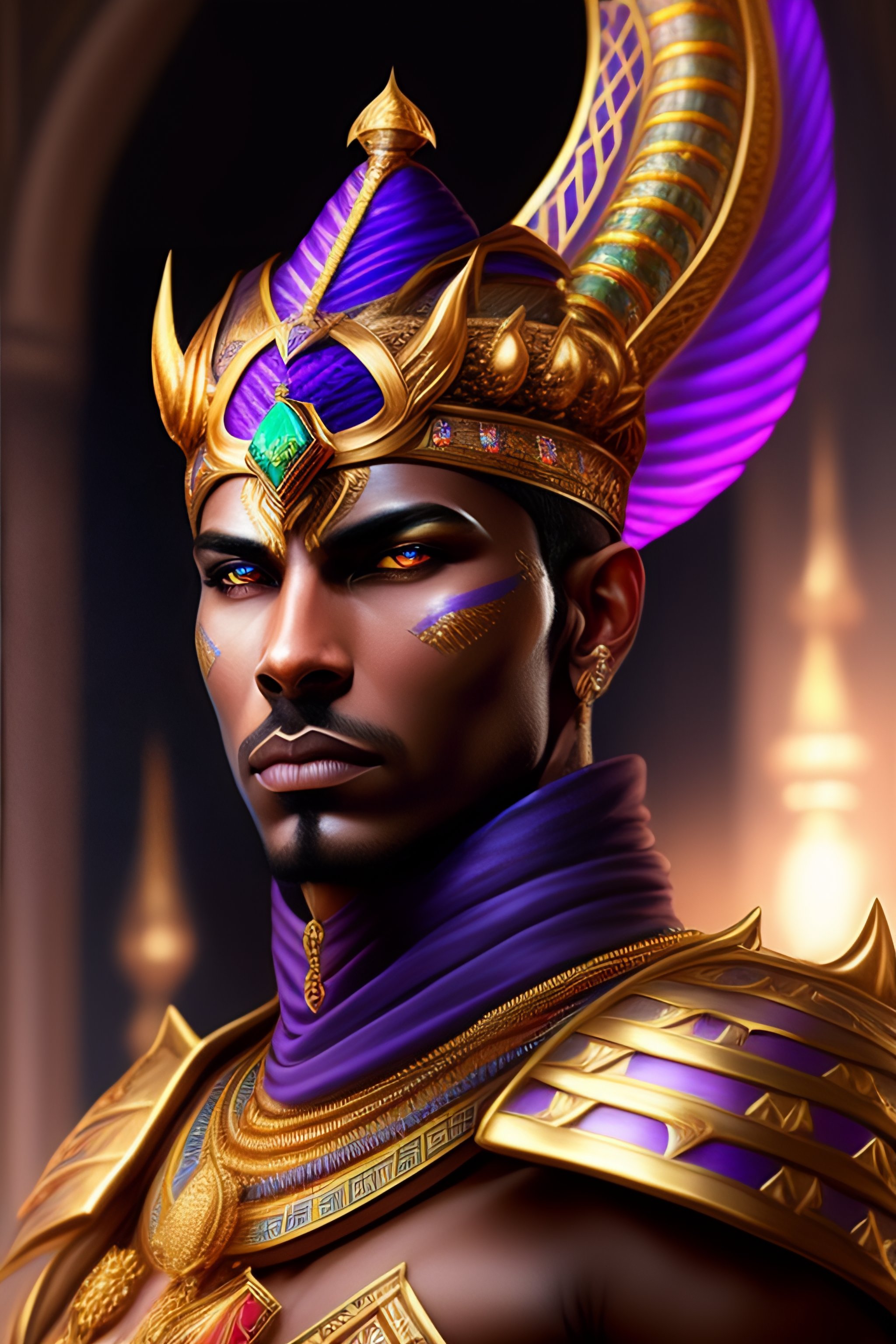 Lexica - An undead pharaoh, holding a cobra head staff, egyptian ...