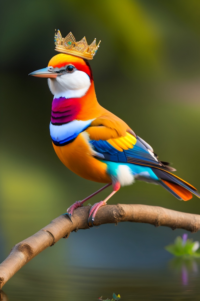 Lexica - A beautiful bird with a crown decorated with colorful beads on ...