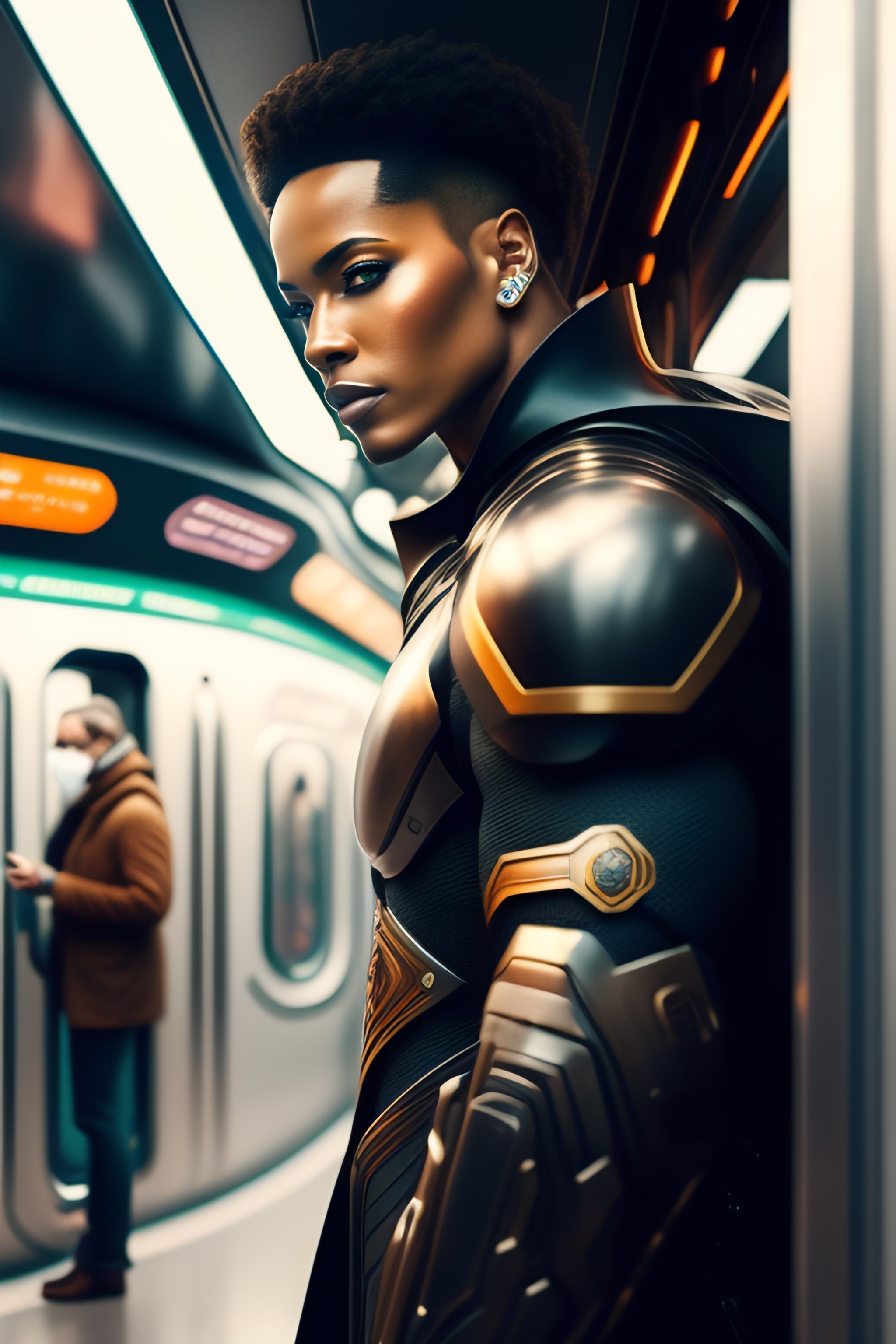 Lexica - Futurist cyborg take subway