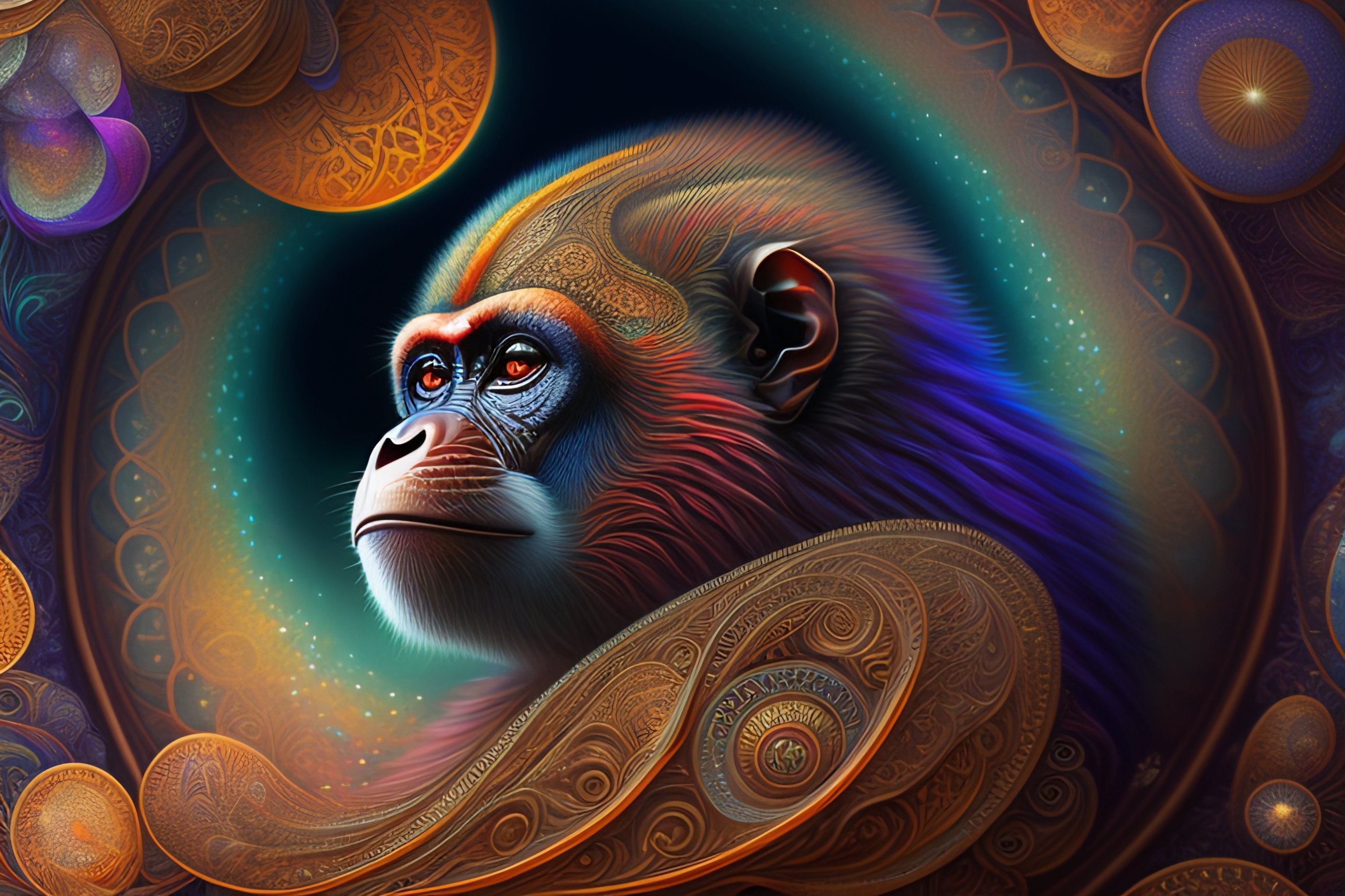Lexica - An ultra hd detailed painting of monky chilling out by Android ...