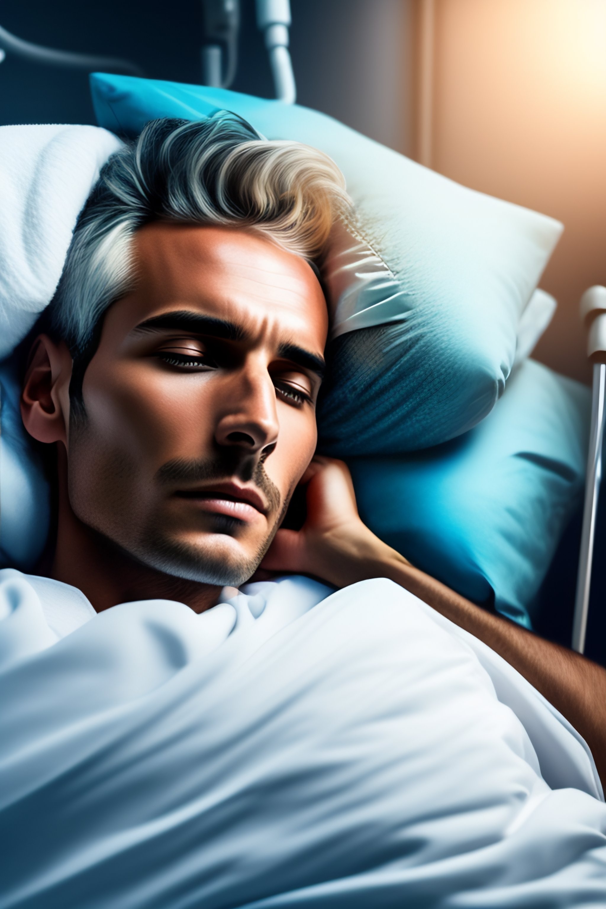 Lexica - A male waking up from a decade long coma in a high tech hospital