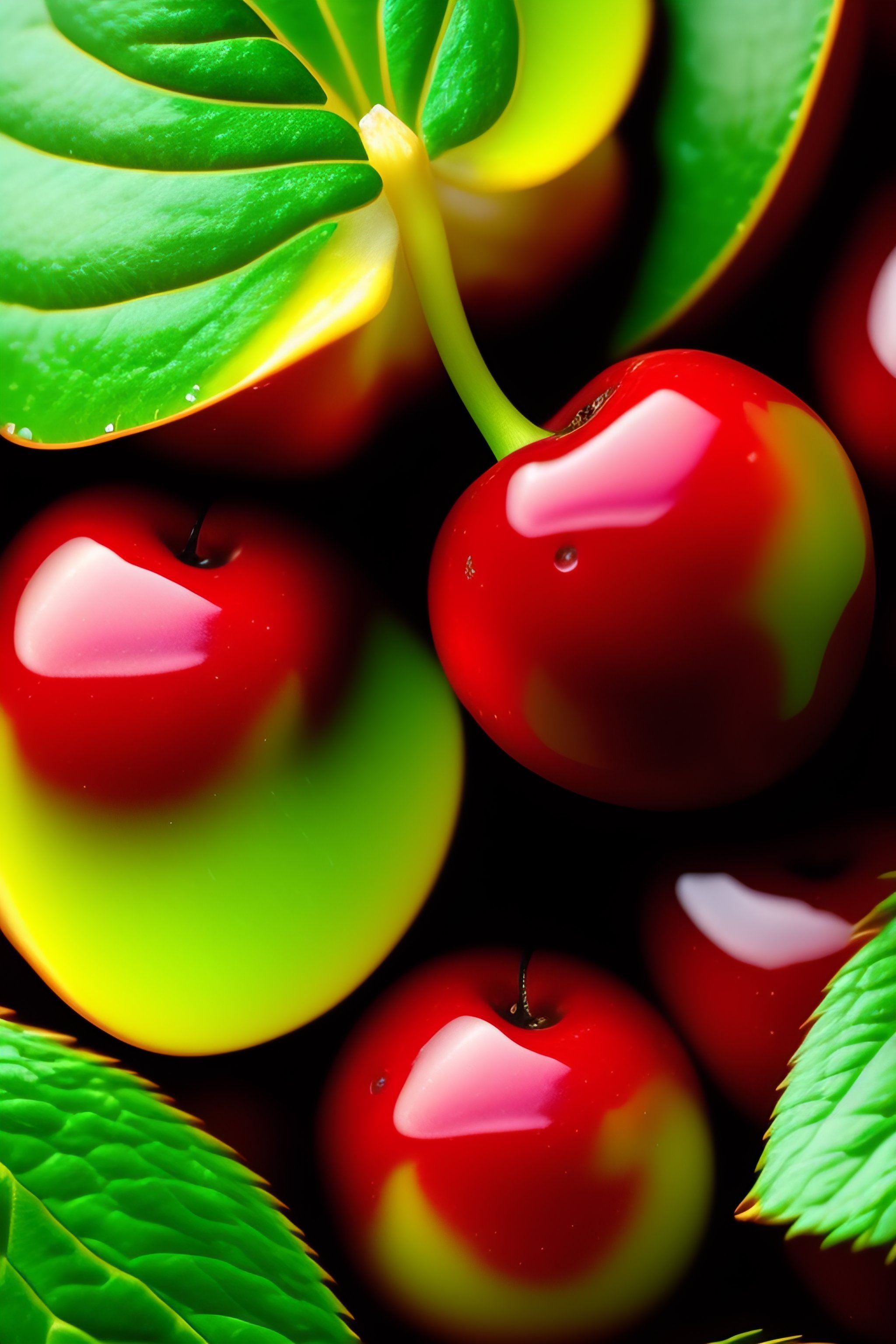 Lexica - Cherry, high detailed, close up, green gue poring over it