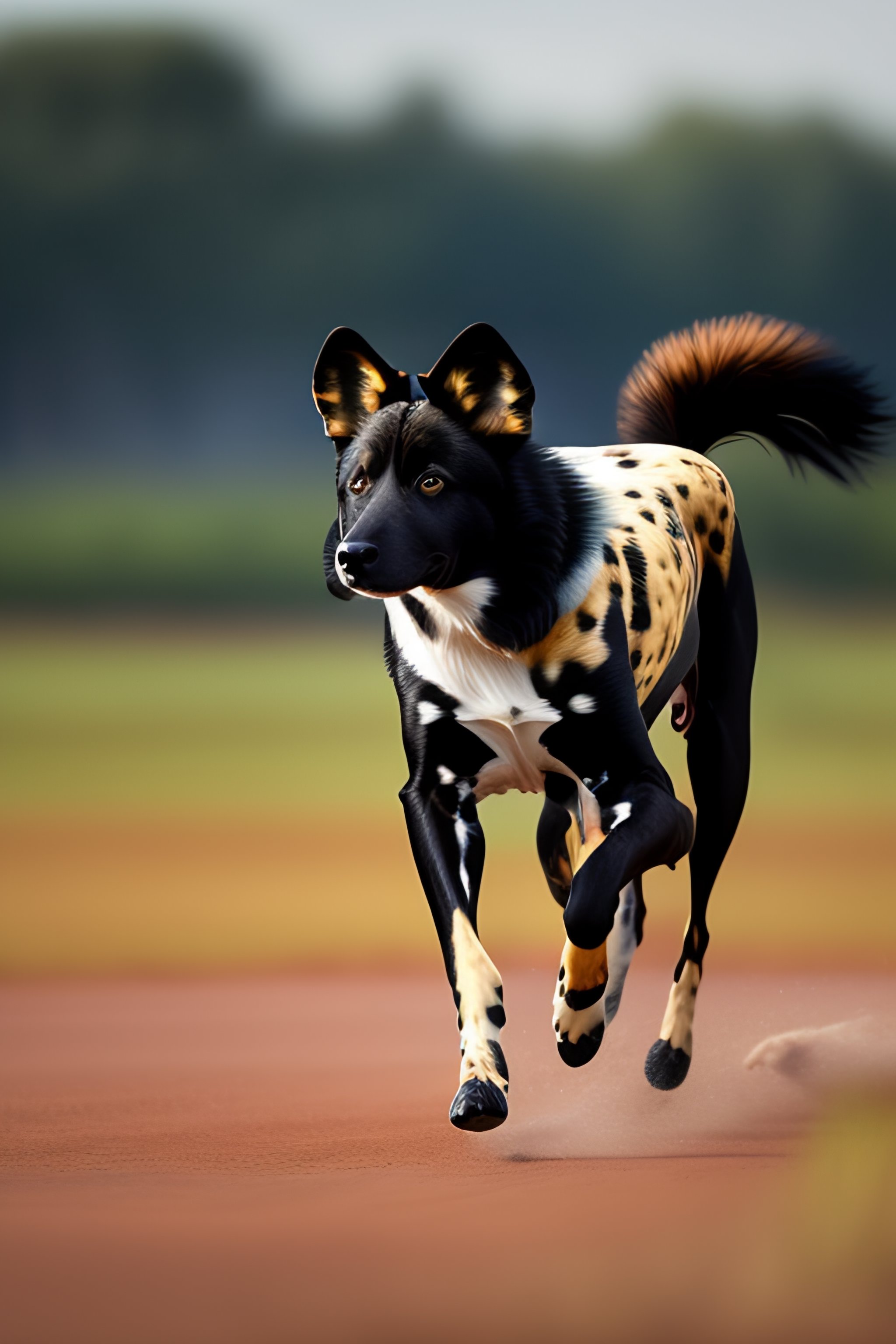 Lexica - A flying wild dog with wings