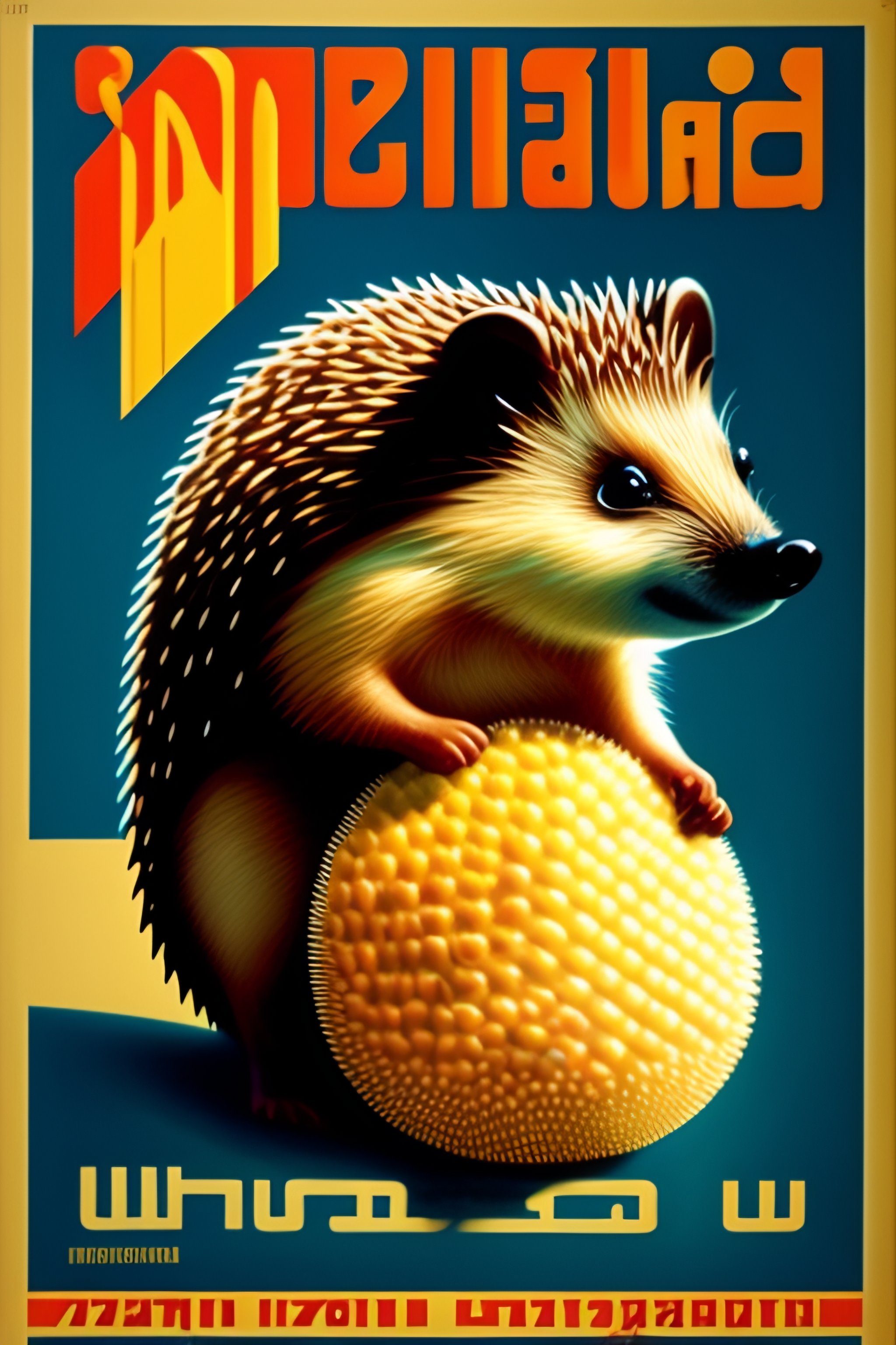 Lexica - Soviet poster of hedgehog collecting wheat