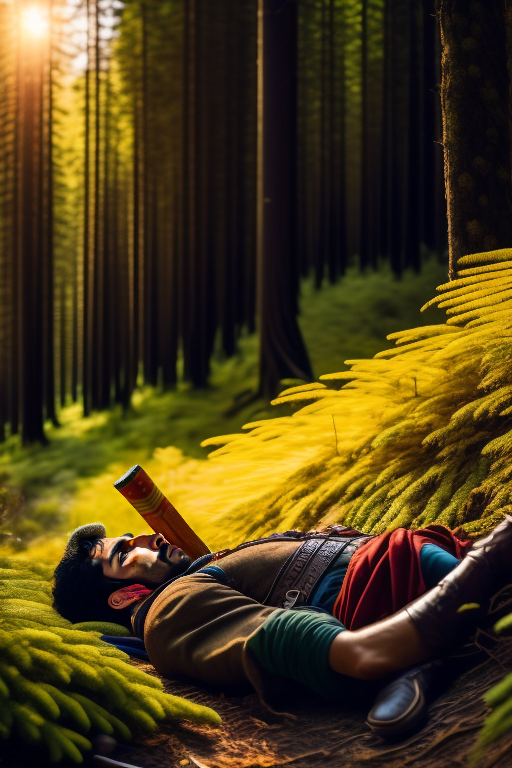 Lexica - A Spanish bandit lying down and wounded with a handkerchief in ...