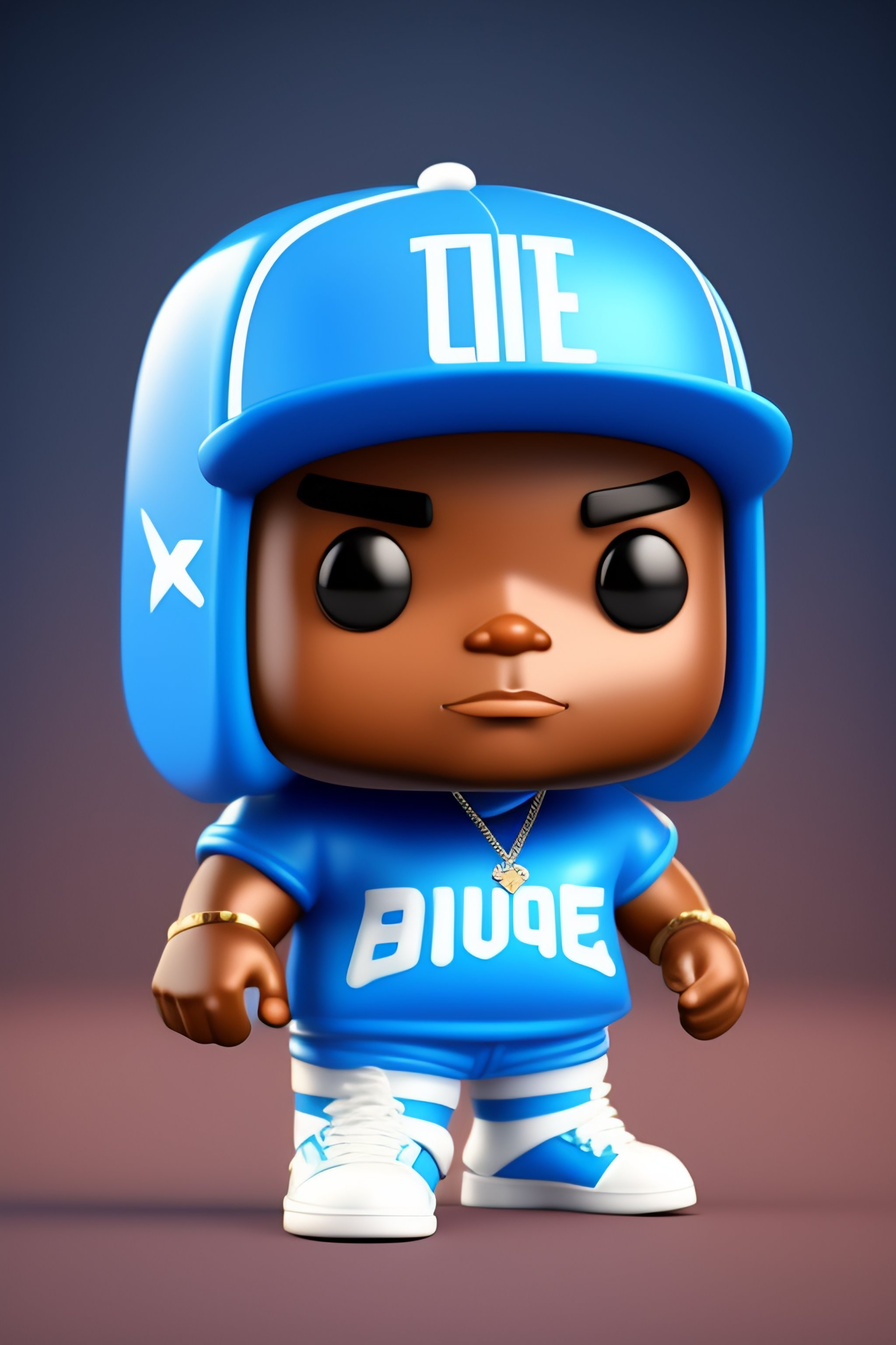 Lexica - 3d render of funko pop rappers light guy blue eyes a little ...