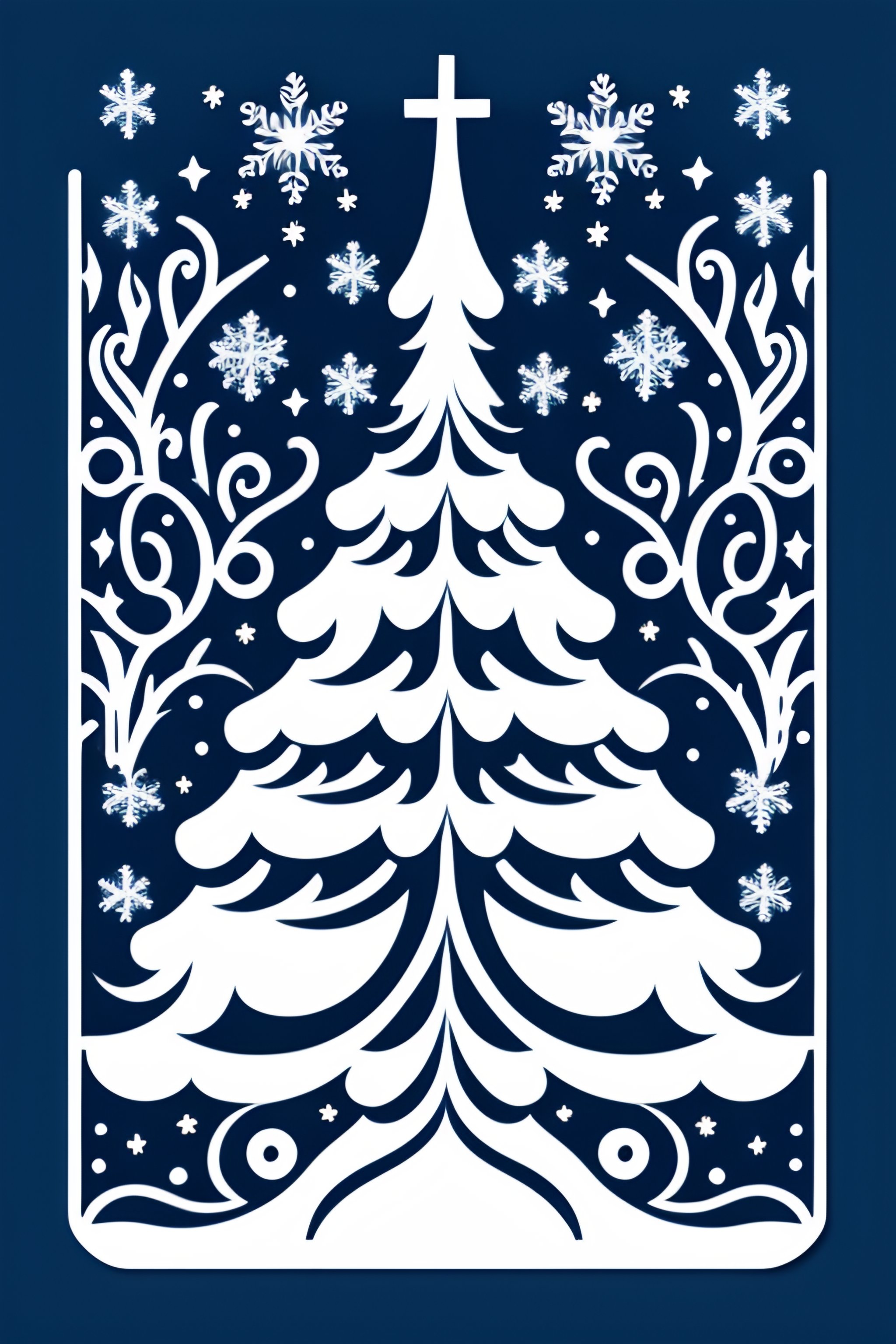 Lexica - Doodle Russian orthodox winter Christmas tree lights, sticker ...