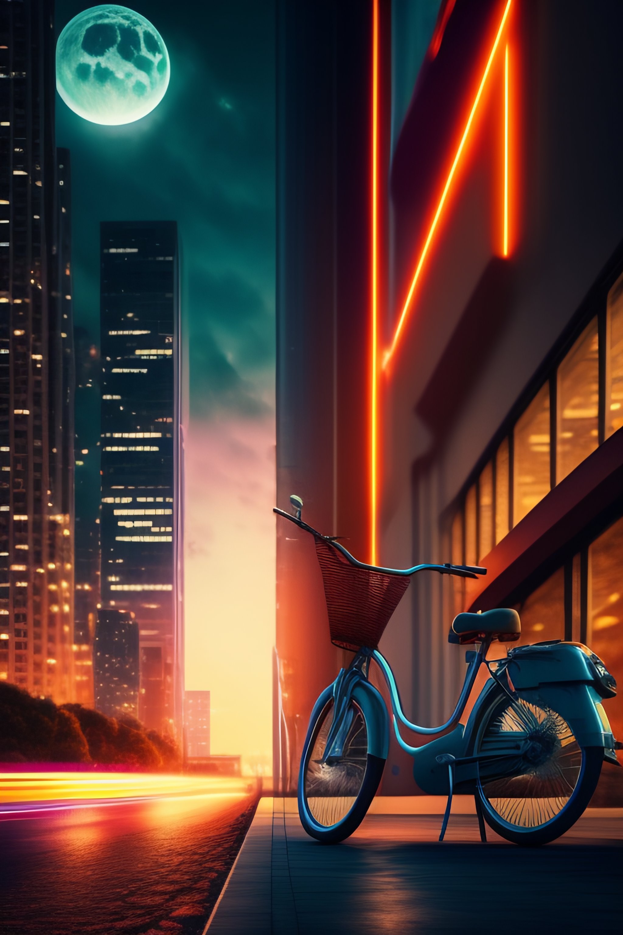 Lexica - Future bike , night city in the background