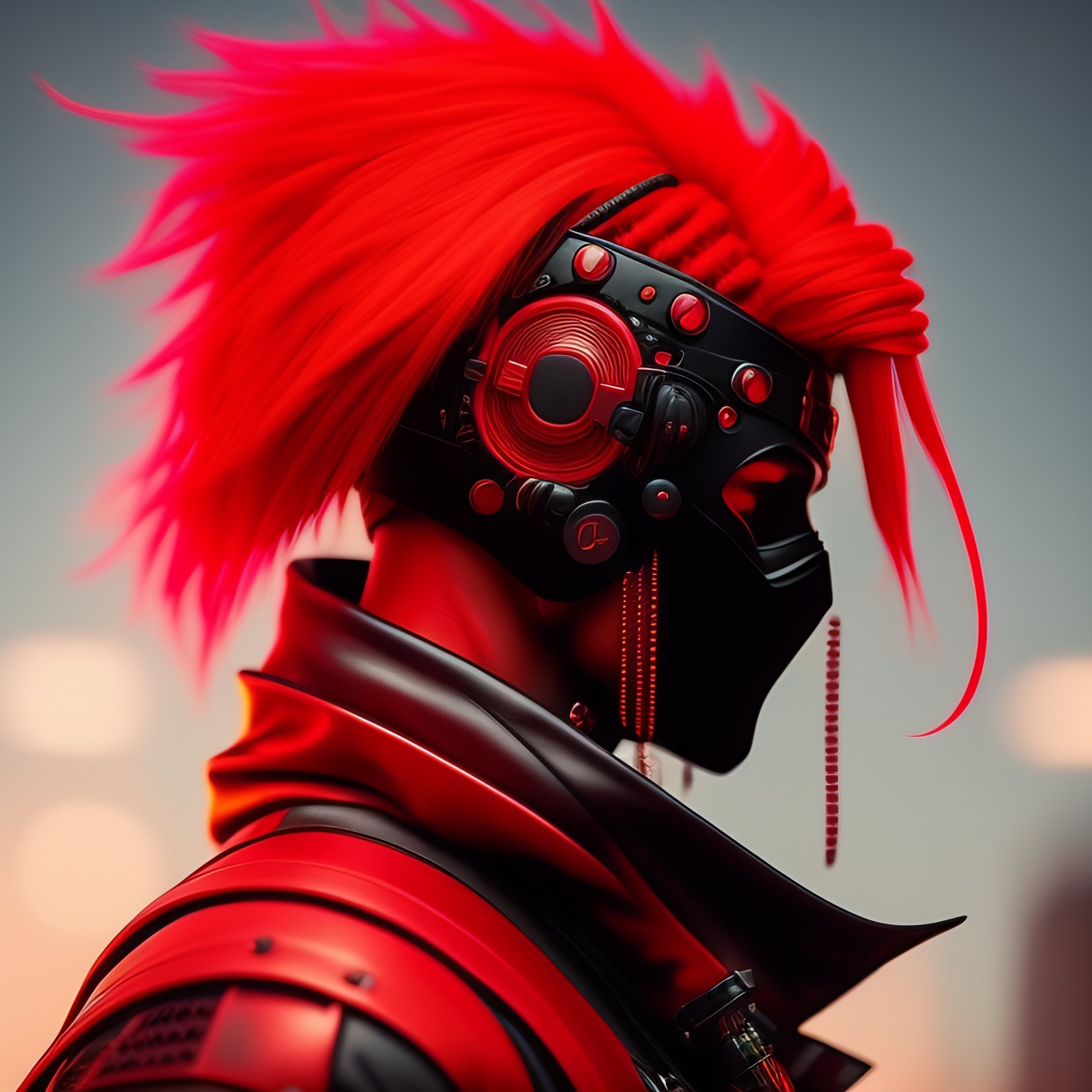 Lexica - Awesome looking cyberpunk red male ninja 8-bit neon