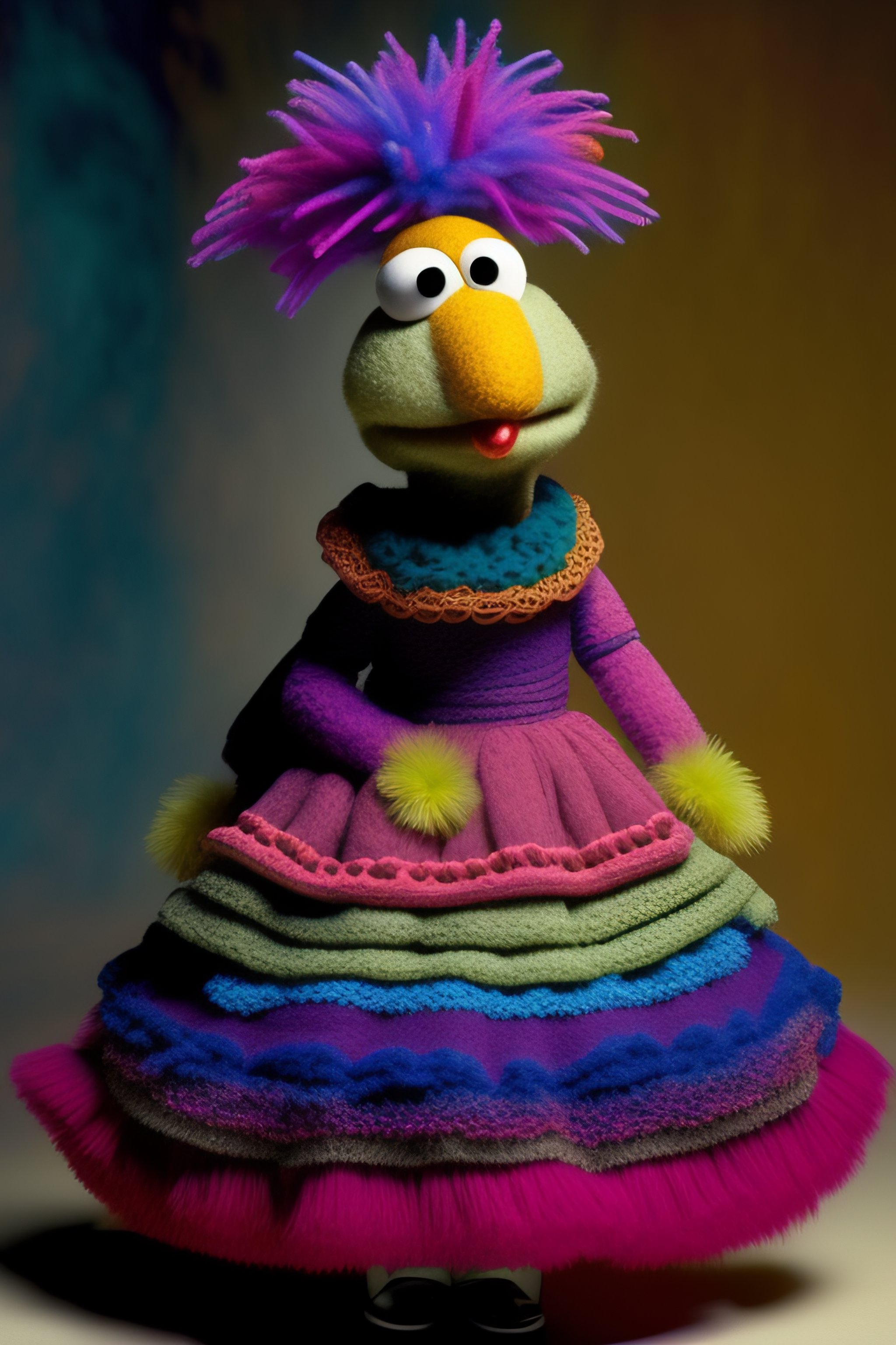 Lexica - A puppet made of wool wearing a dress made of shredded ...