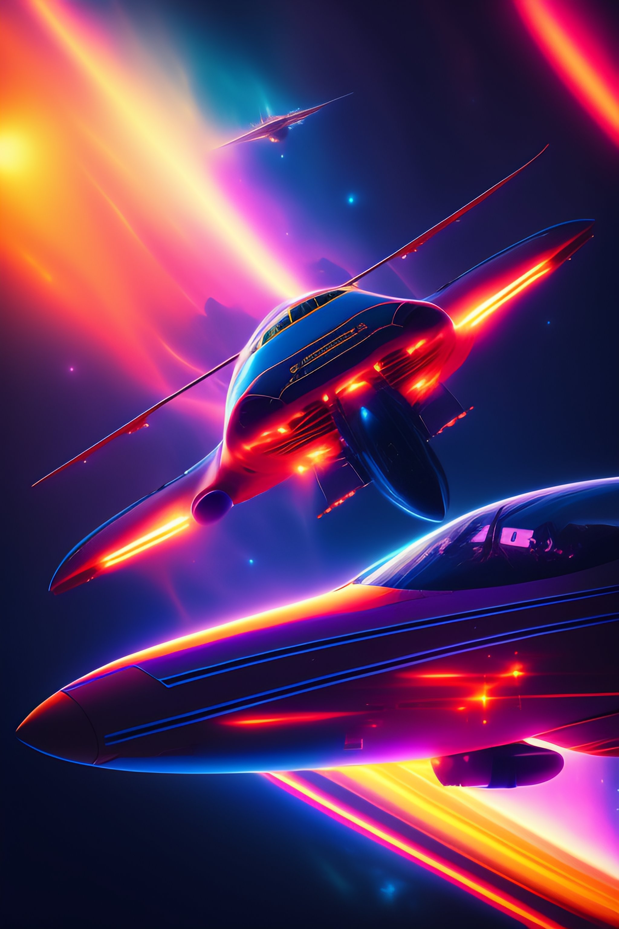 Lexica - Single sleek synthwave futuristic jet beautiful stars, warm ...