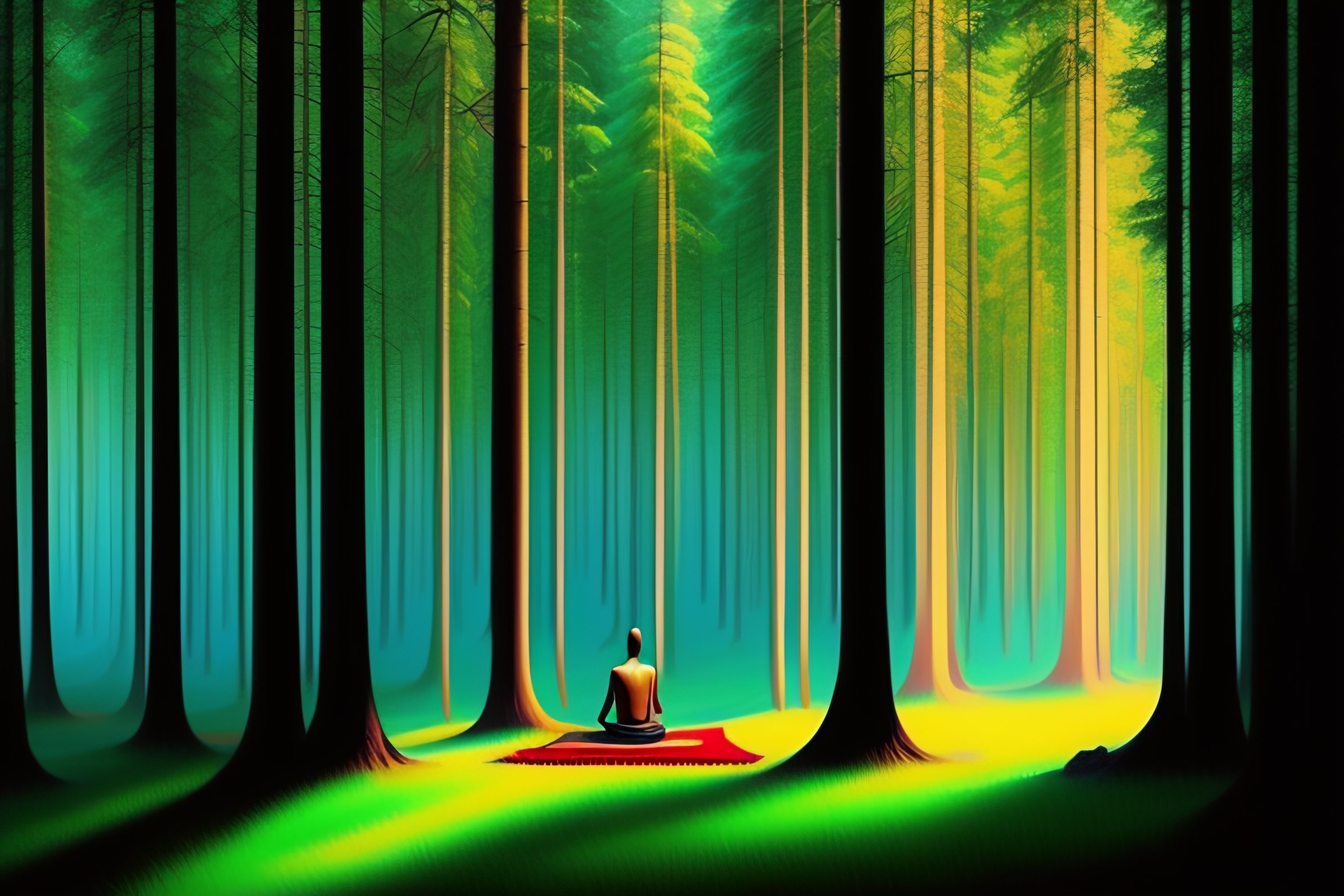 Lexica - Very beautiful wide shot of a forest, an ancient hindu indian ...
