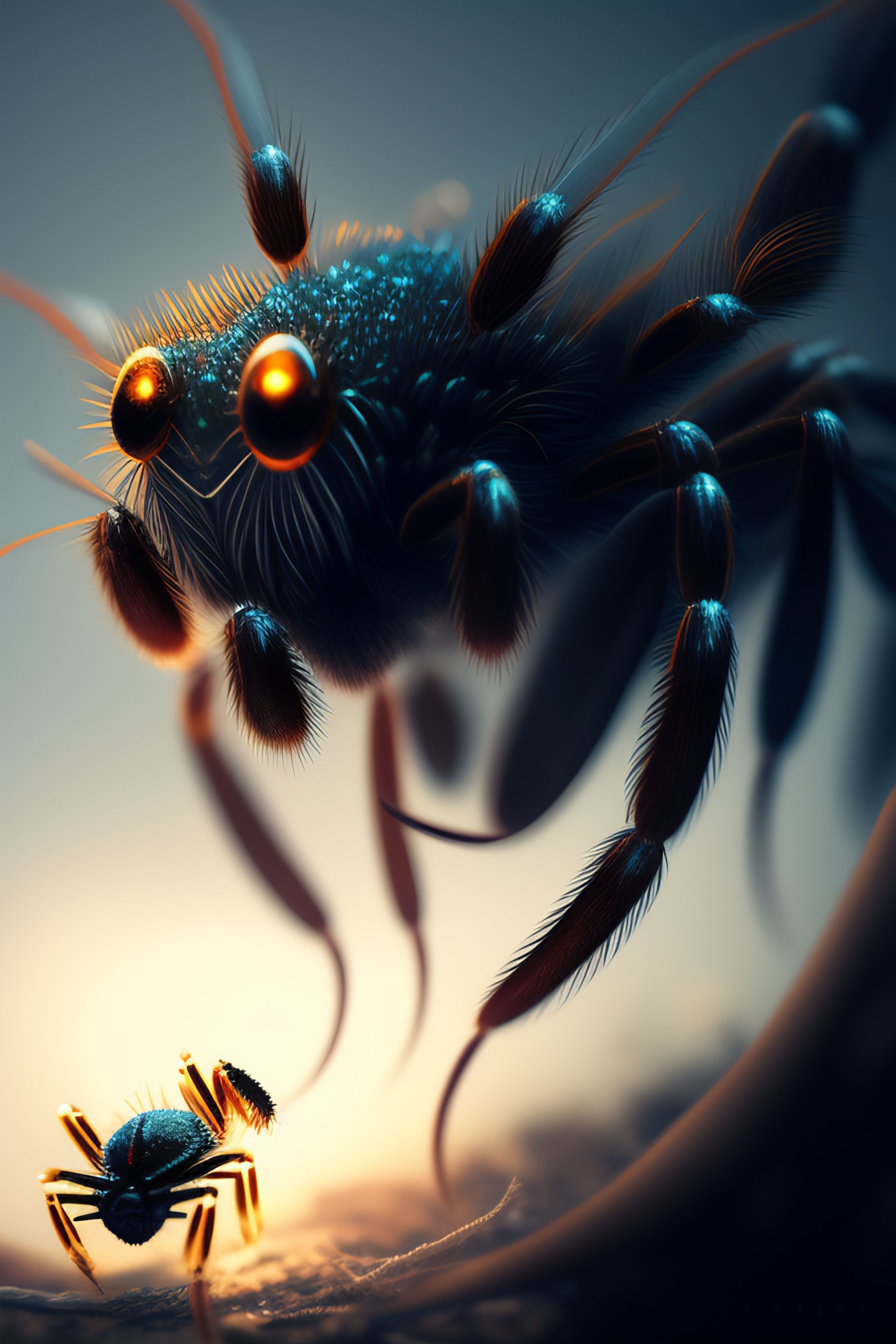 Lexica - A highly detailed terrifying monster in a spider walk position ...