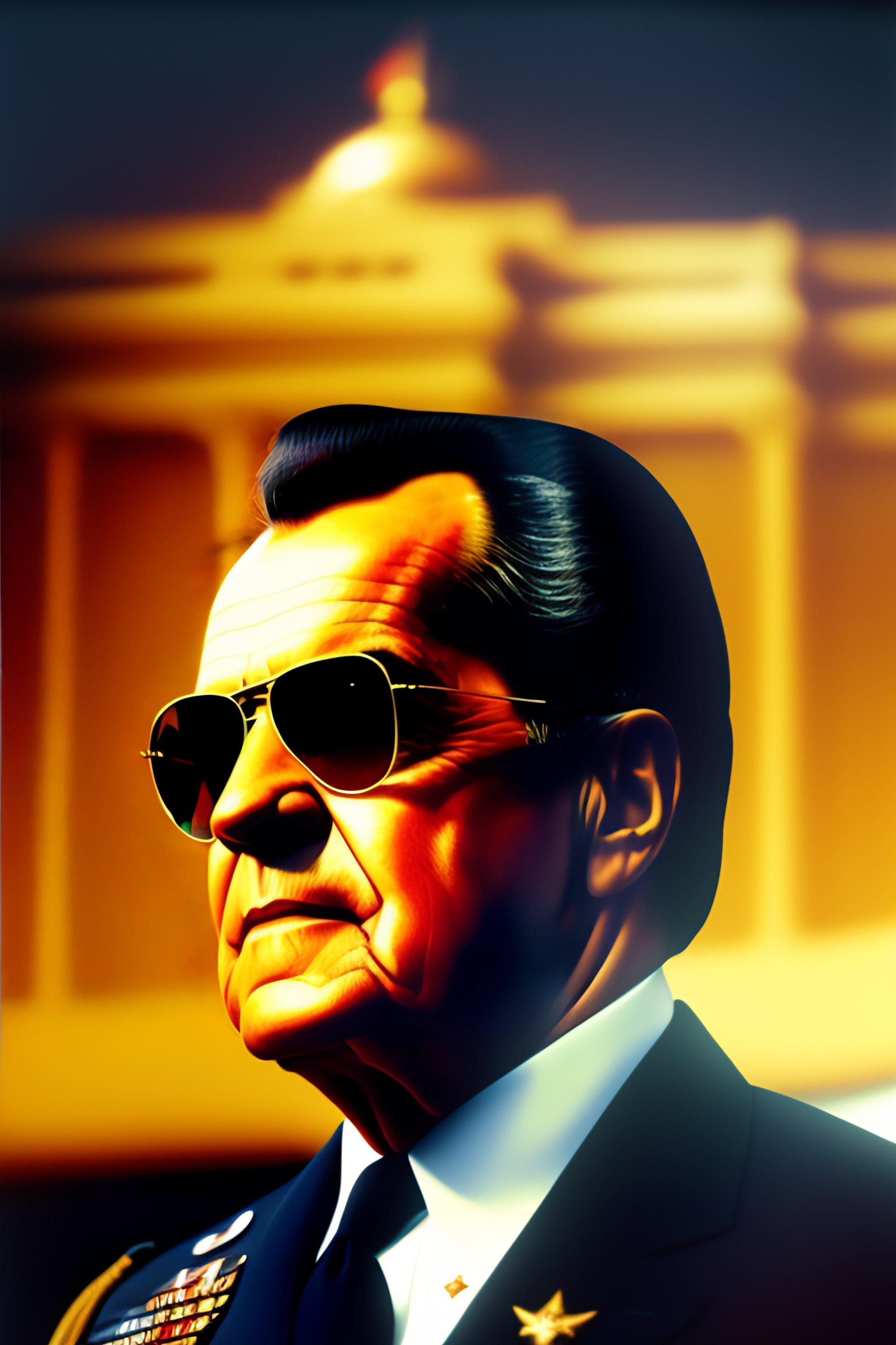 Lexica - Portrait of Richard Nixon in military uniform wearing aviator ...