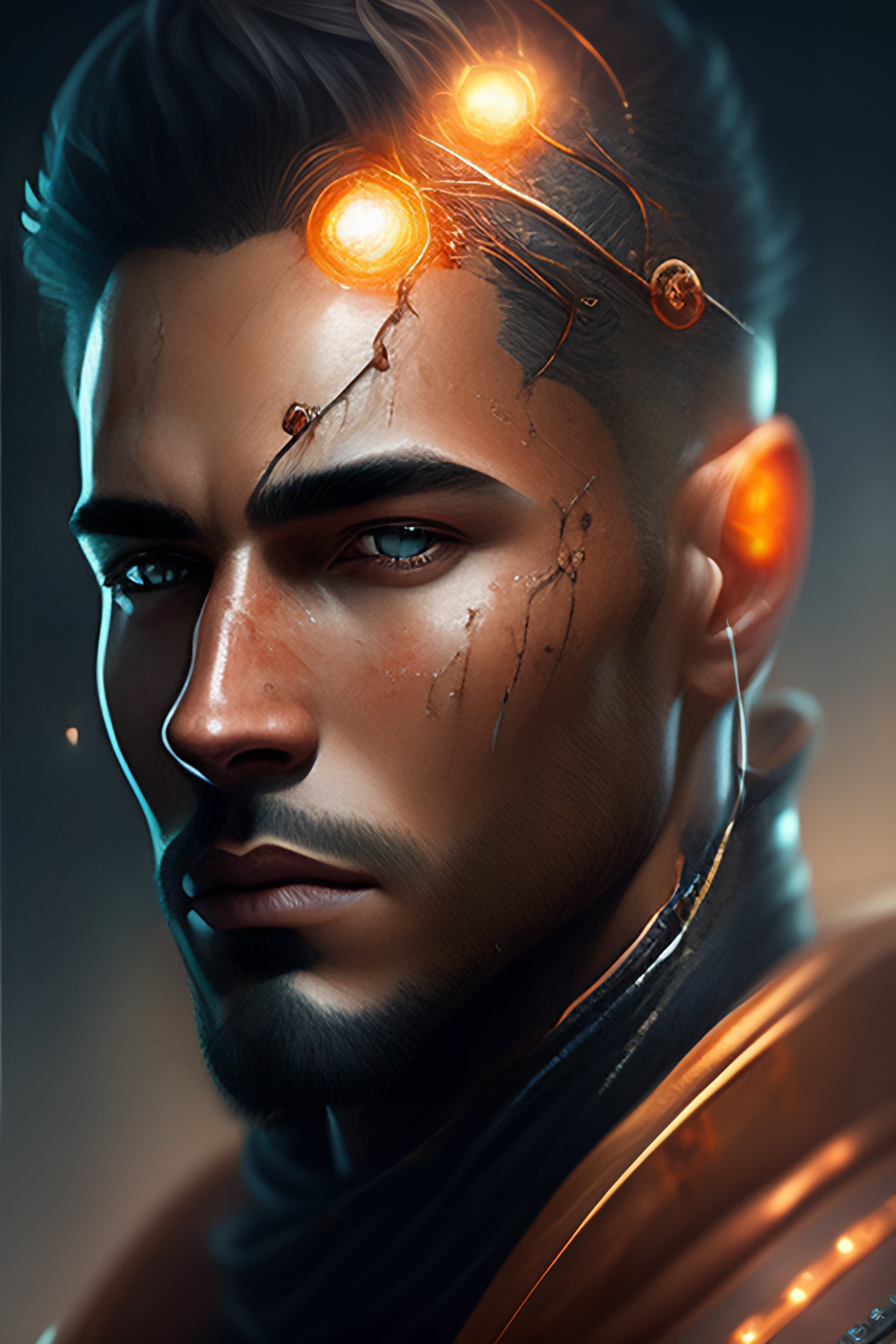 Lexica - Portrait of a maked ghost men, copper wires, visible scars and ...