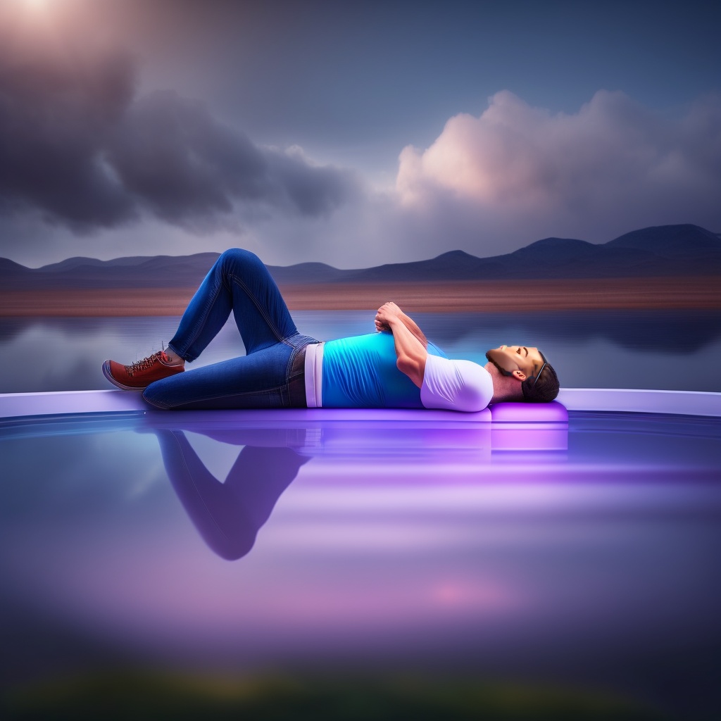 Lexica - A handsome Man laying on a surface with, dashing, cool, Full ...