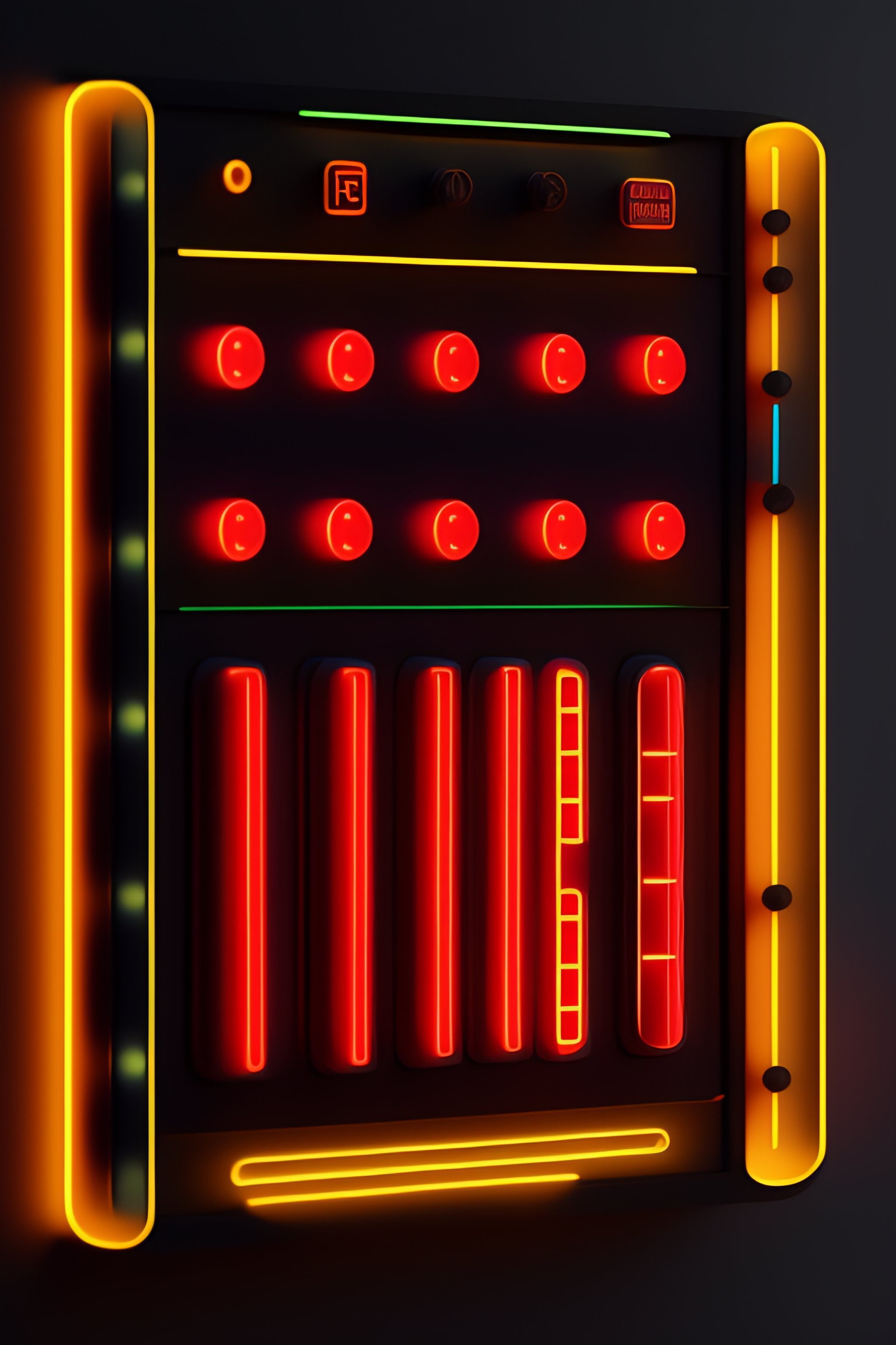 Lexica - A retro style control panel of glowing switches, dials, lights ...