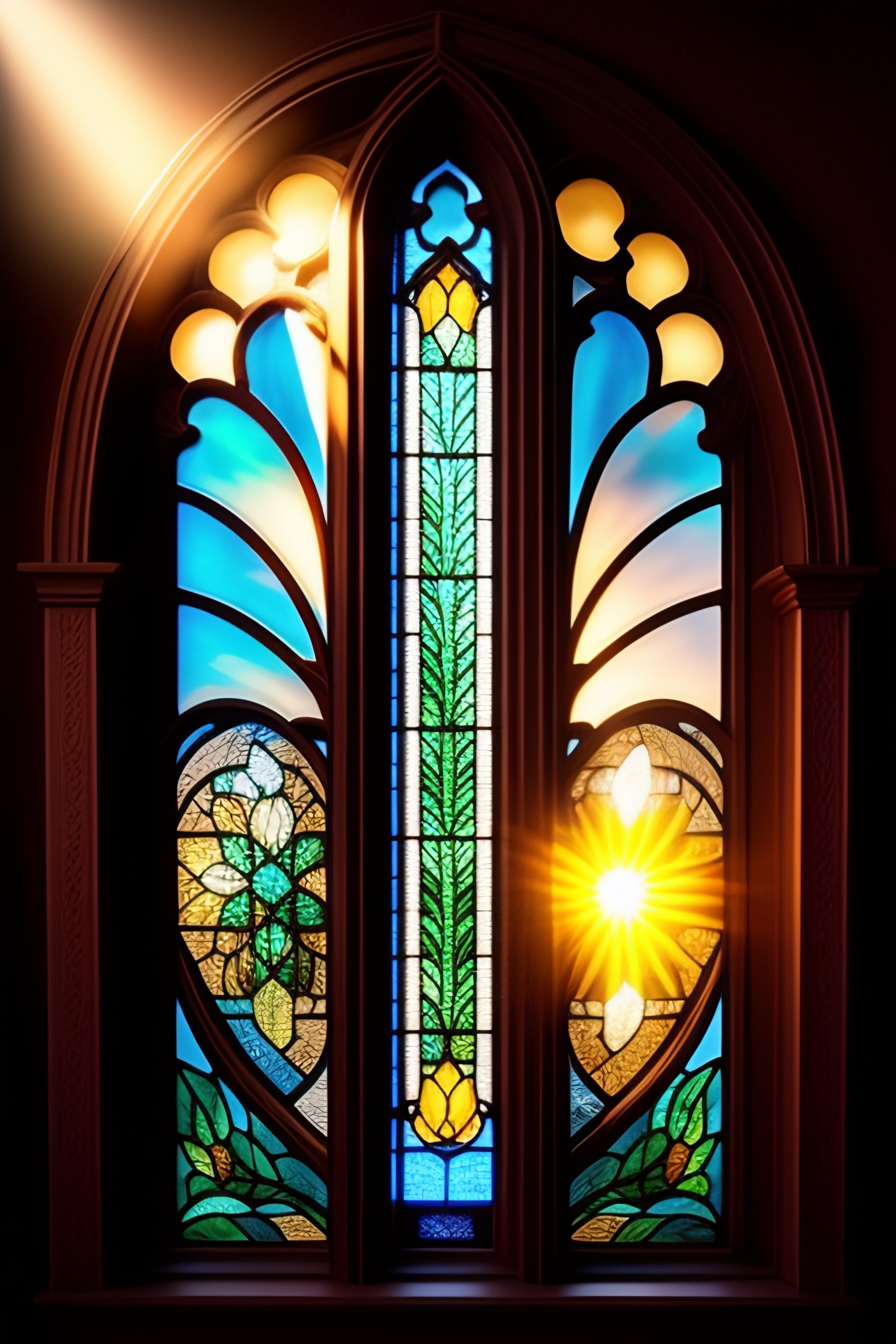 Lexica - Hyper realistic photograph of an art nouveau stained glass ...