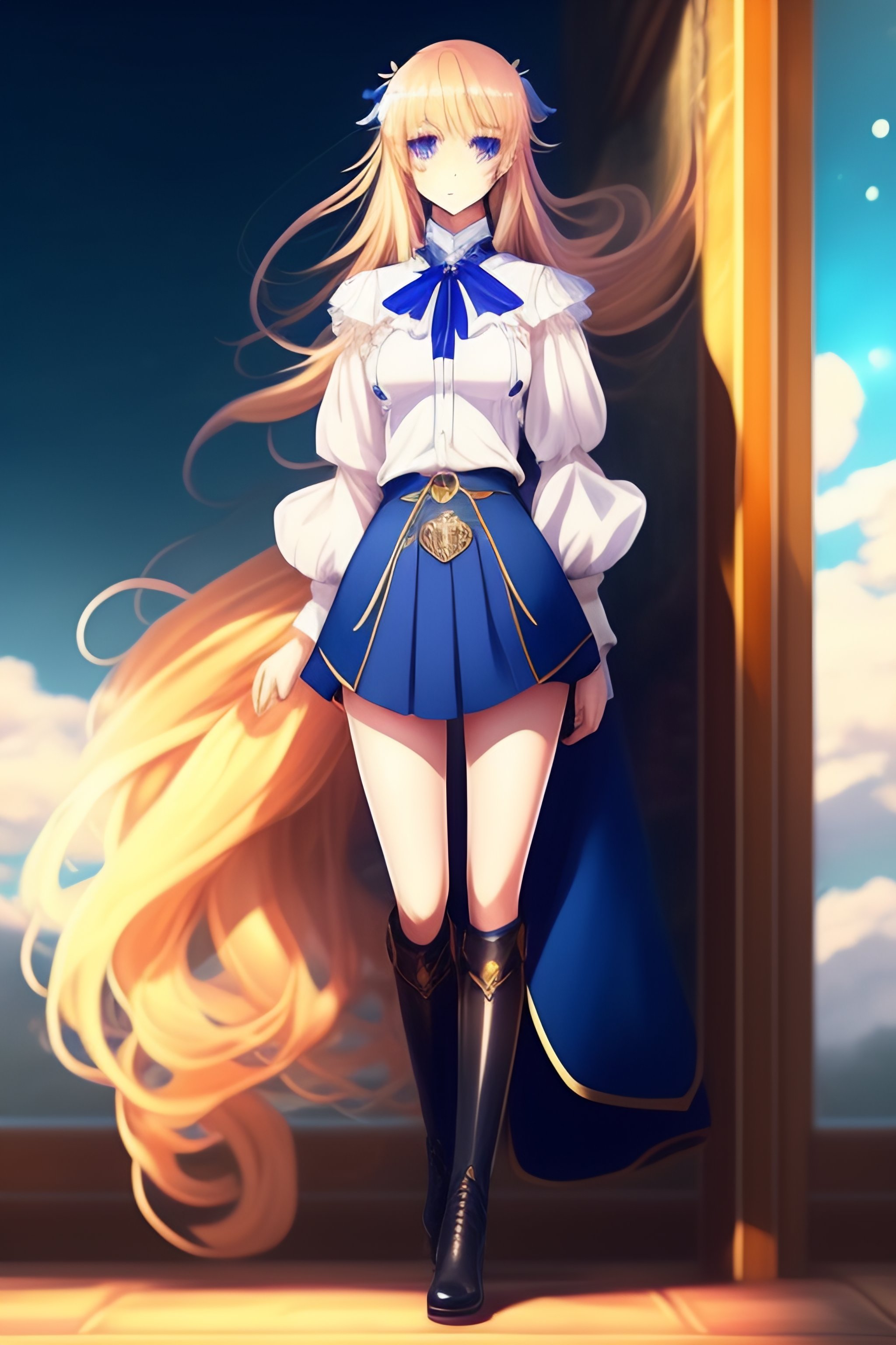 Lexica - FGO anime girl Blond, long hair, blue eyes and a pretty smile ...
