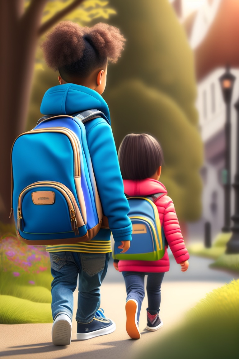Lexica - Nursery kids walking to school, kids carrying school bags ...