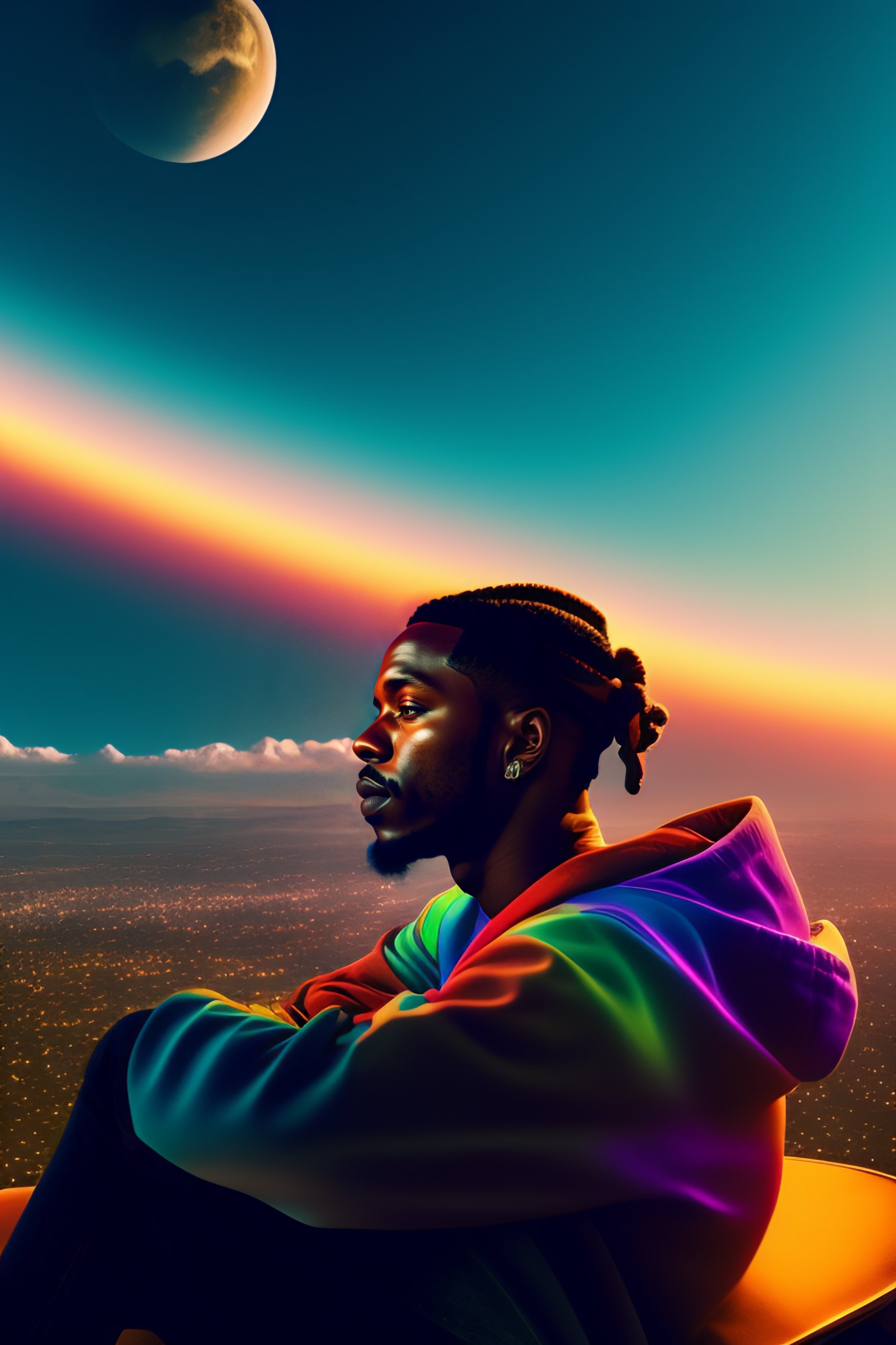 Lexica - Kendrick lamar sitting on a chair floating over Earth, 4k ...