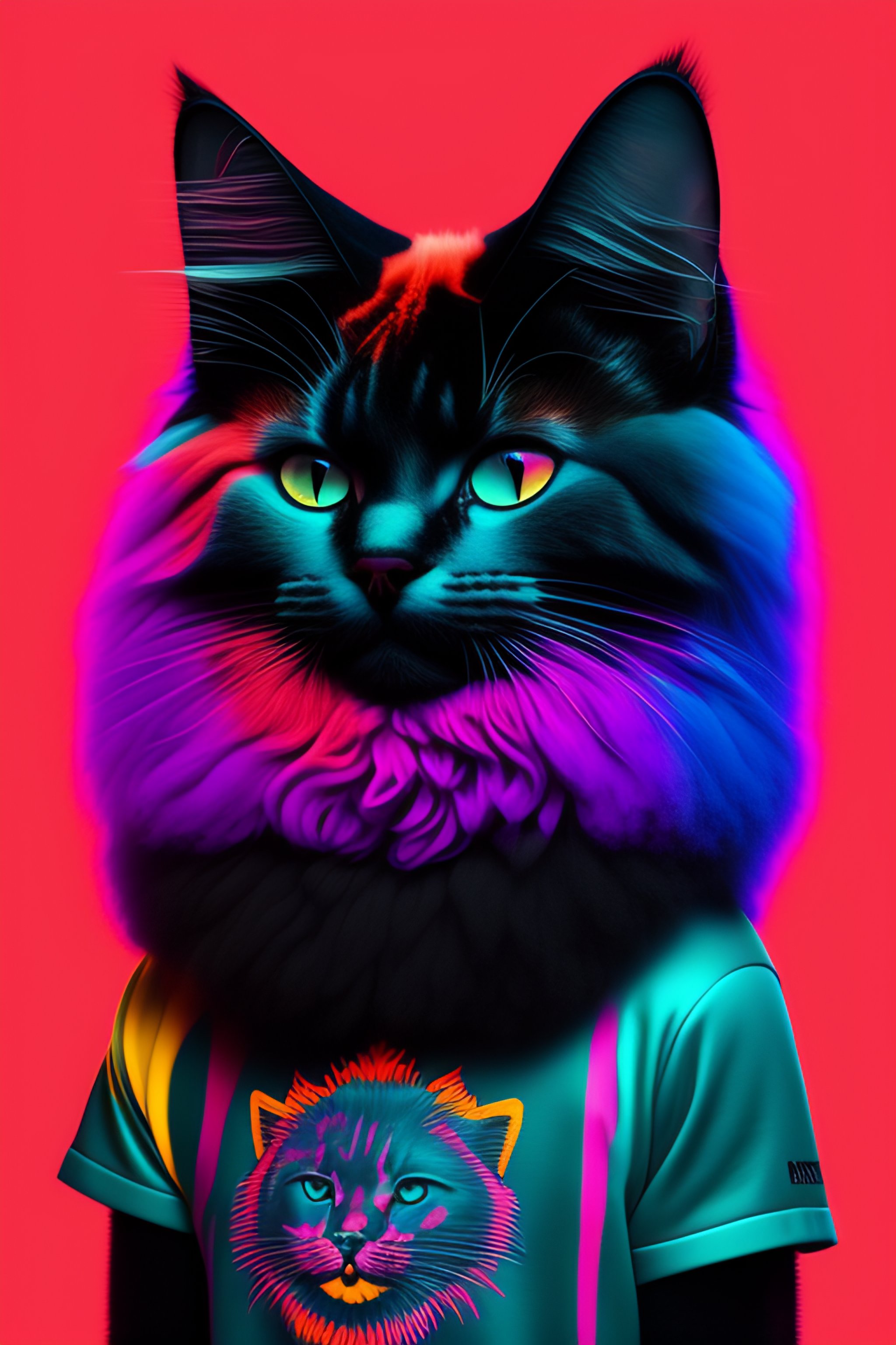 Lexica - Fluffy cat with an afro comb t - shirt design, by jules julien ...