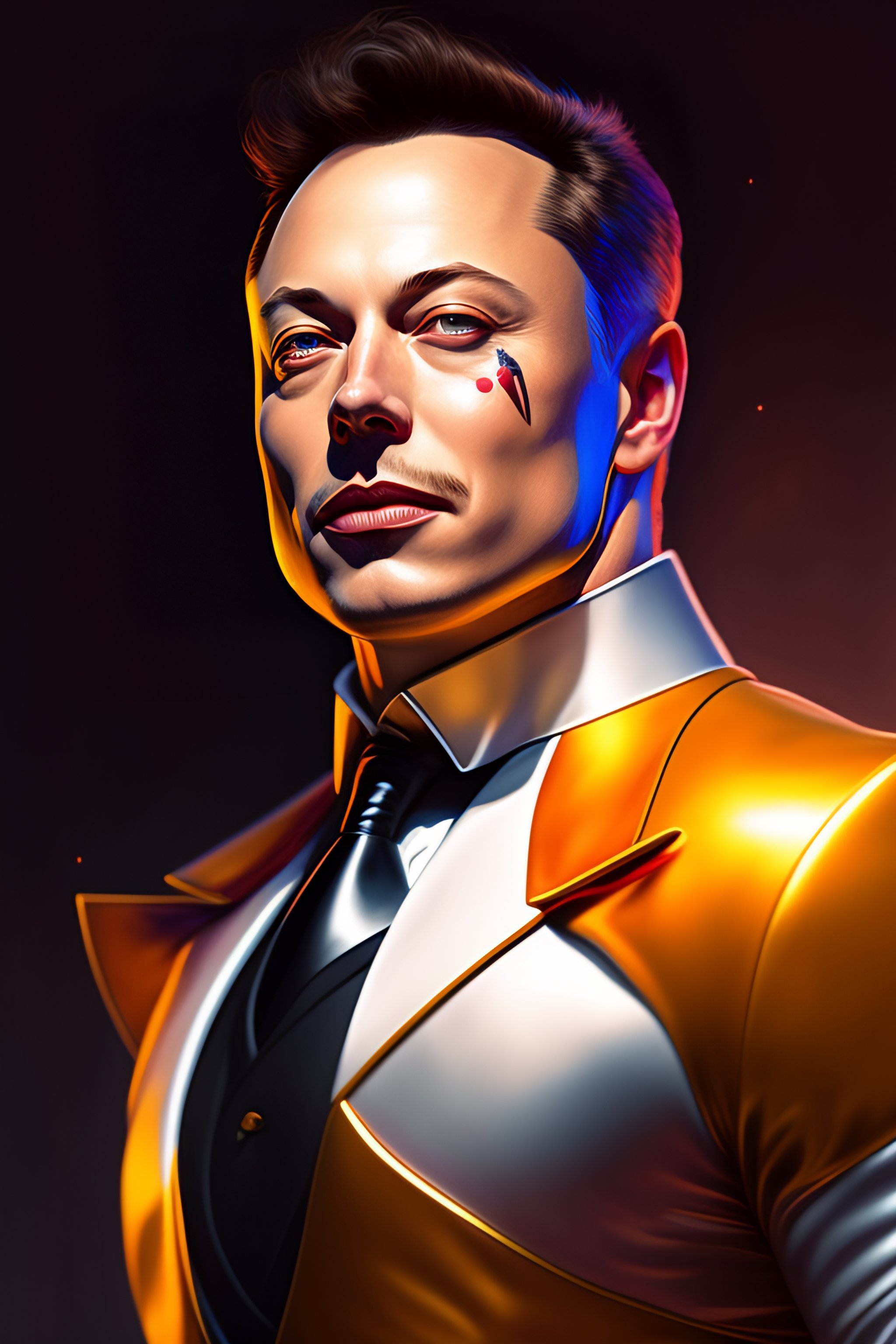 Lexica - Elon musk as a clown, realistic portrait, symmetrical, highly ...