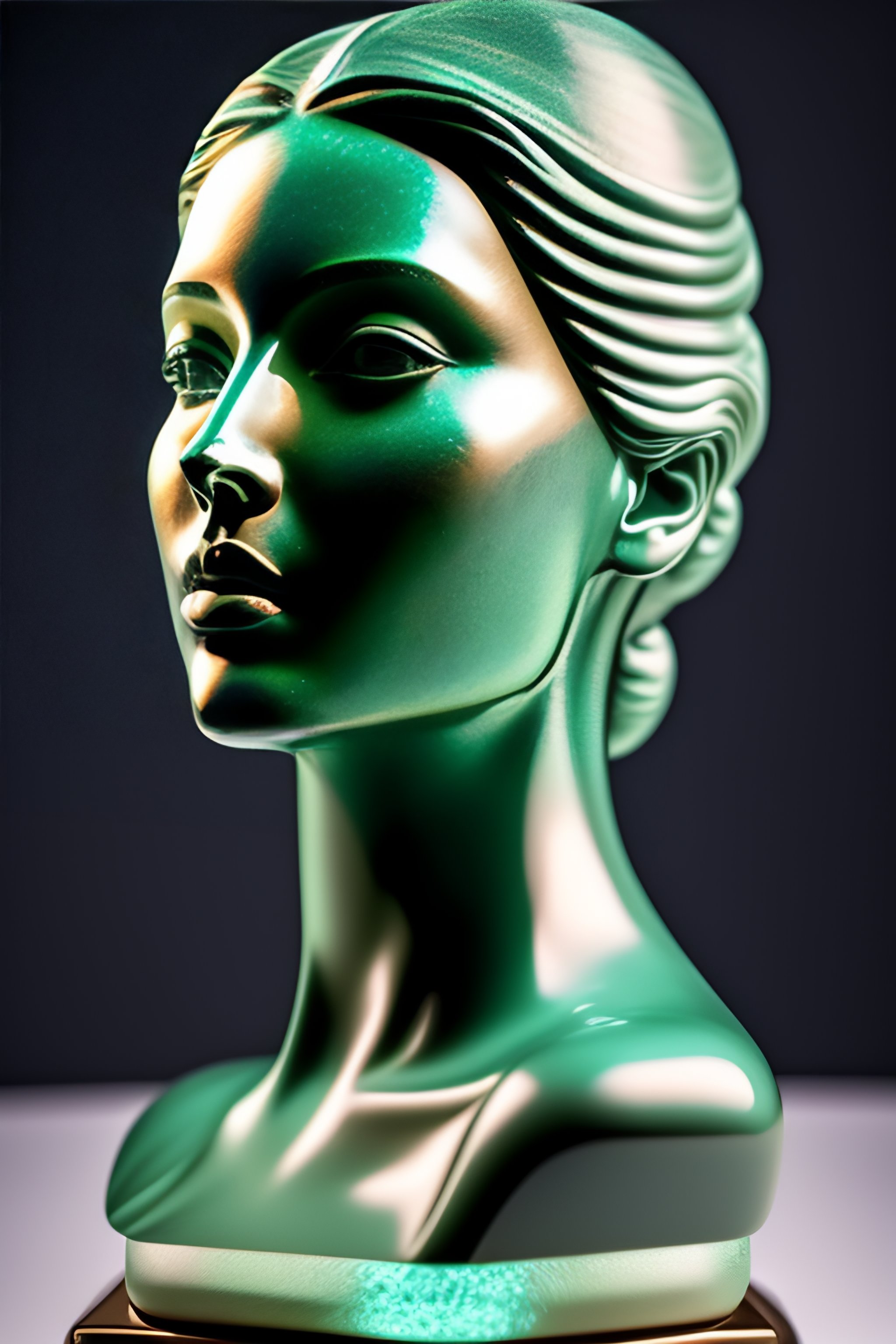 Lexica - Face of a woman in glass statue