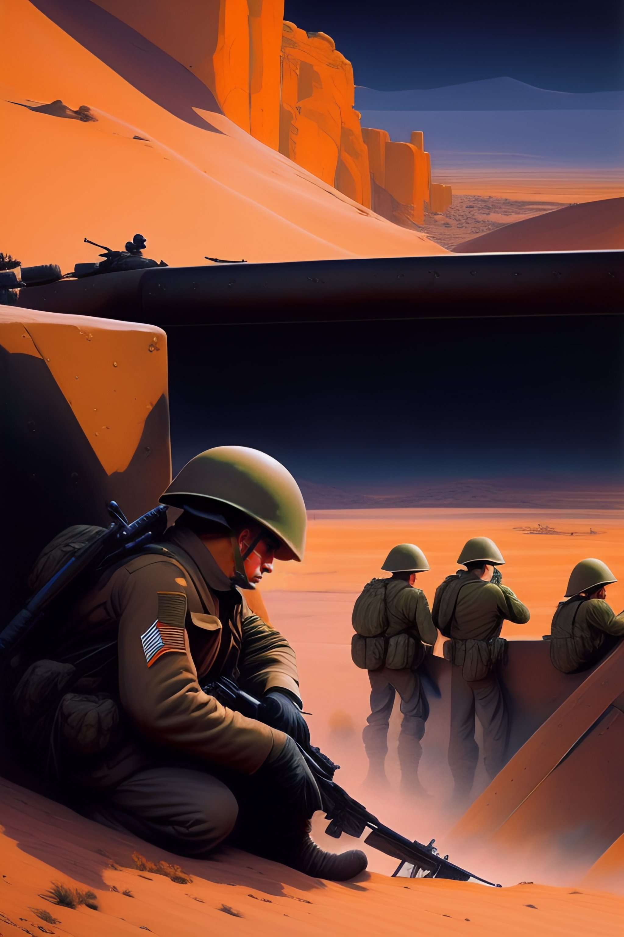 Lexica - "Soldiers in WWII trenches" by Syd Mead, cold color palette ...