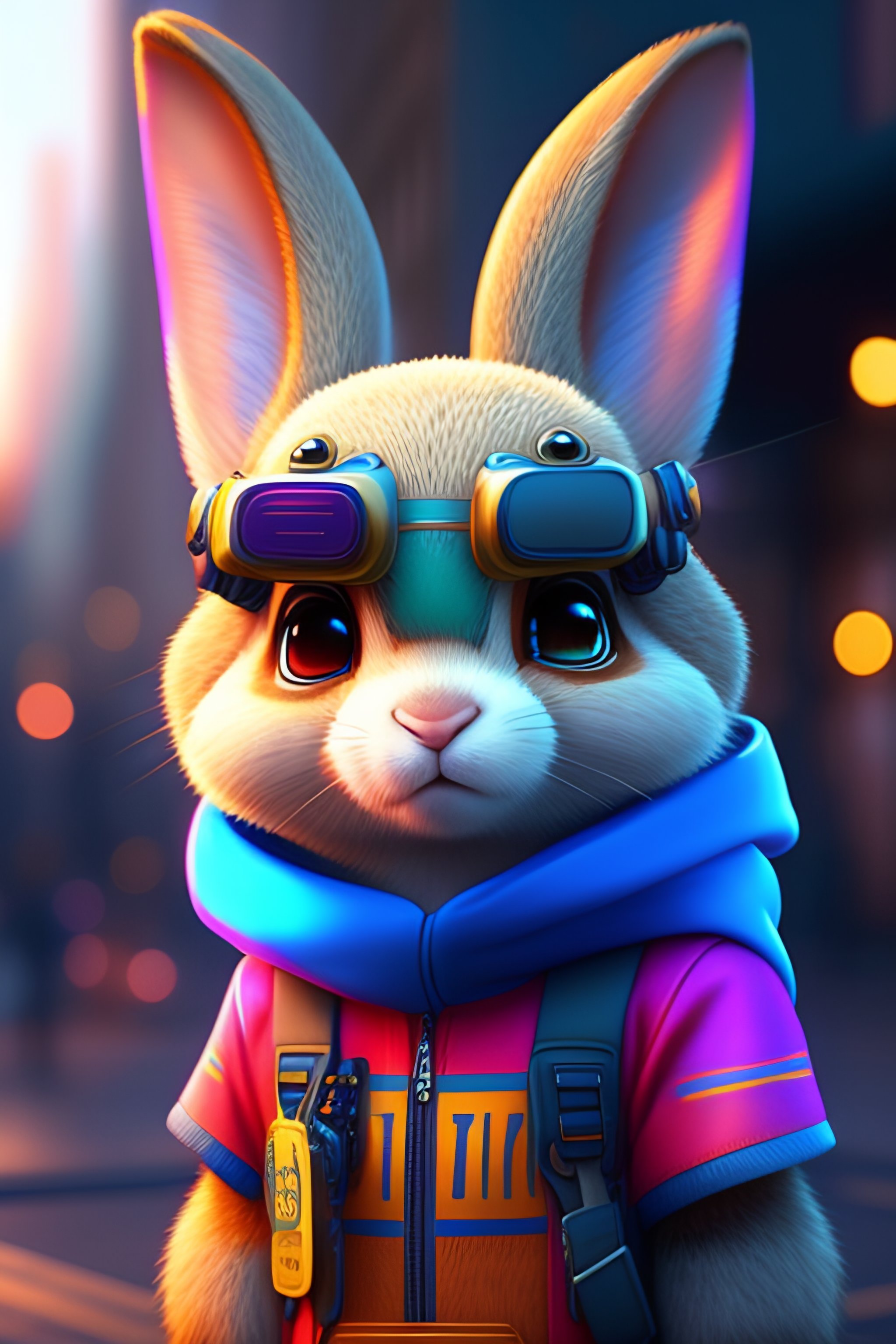 Lexica - Super cute cyberpunk bunny, pixar, zootopia, cgi