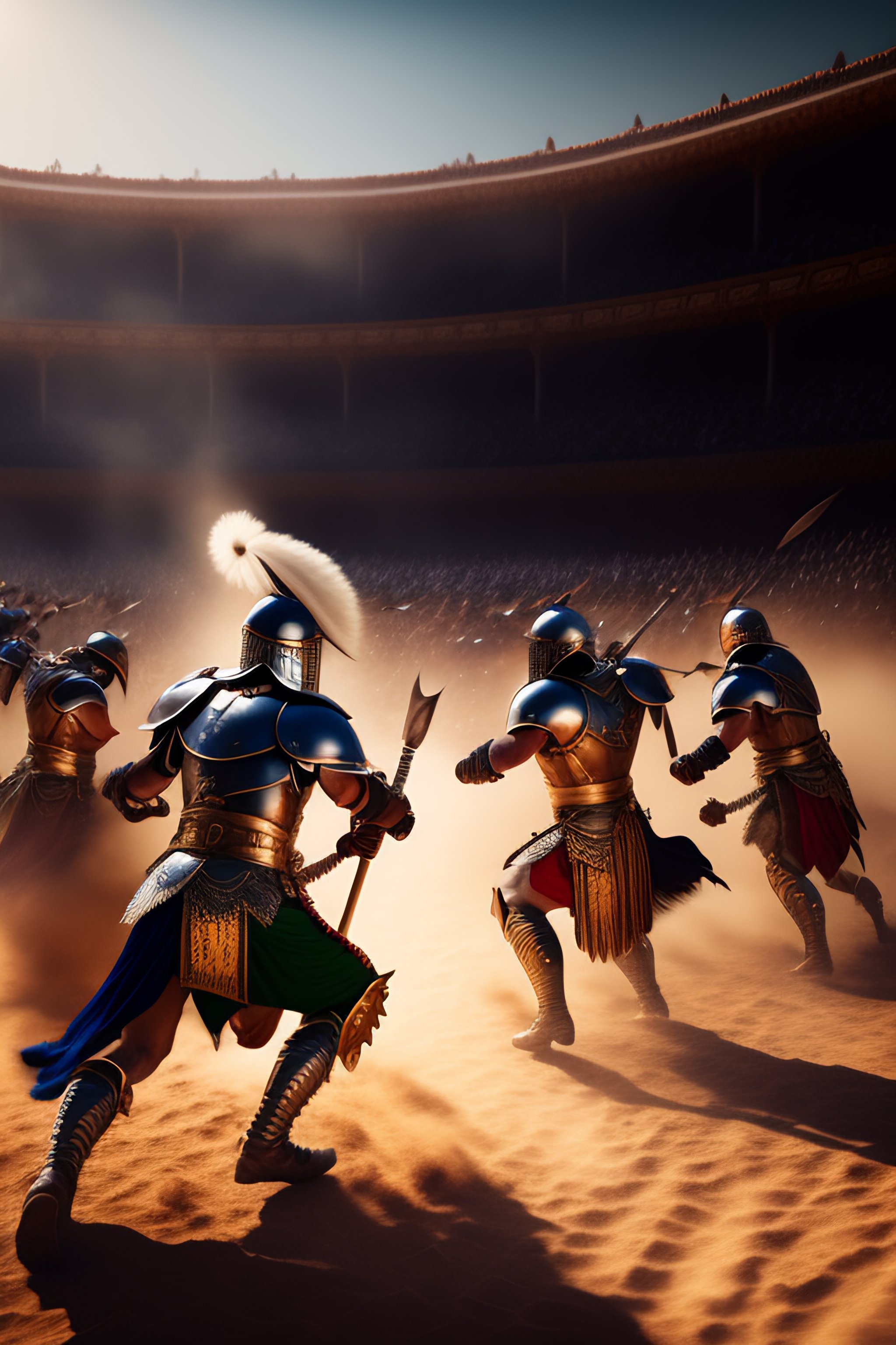 Lexica - Action shot of Gladiator fighting in an arena, cinematic ...